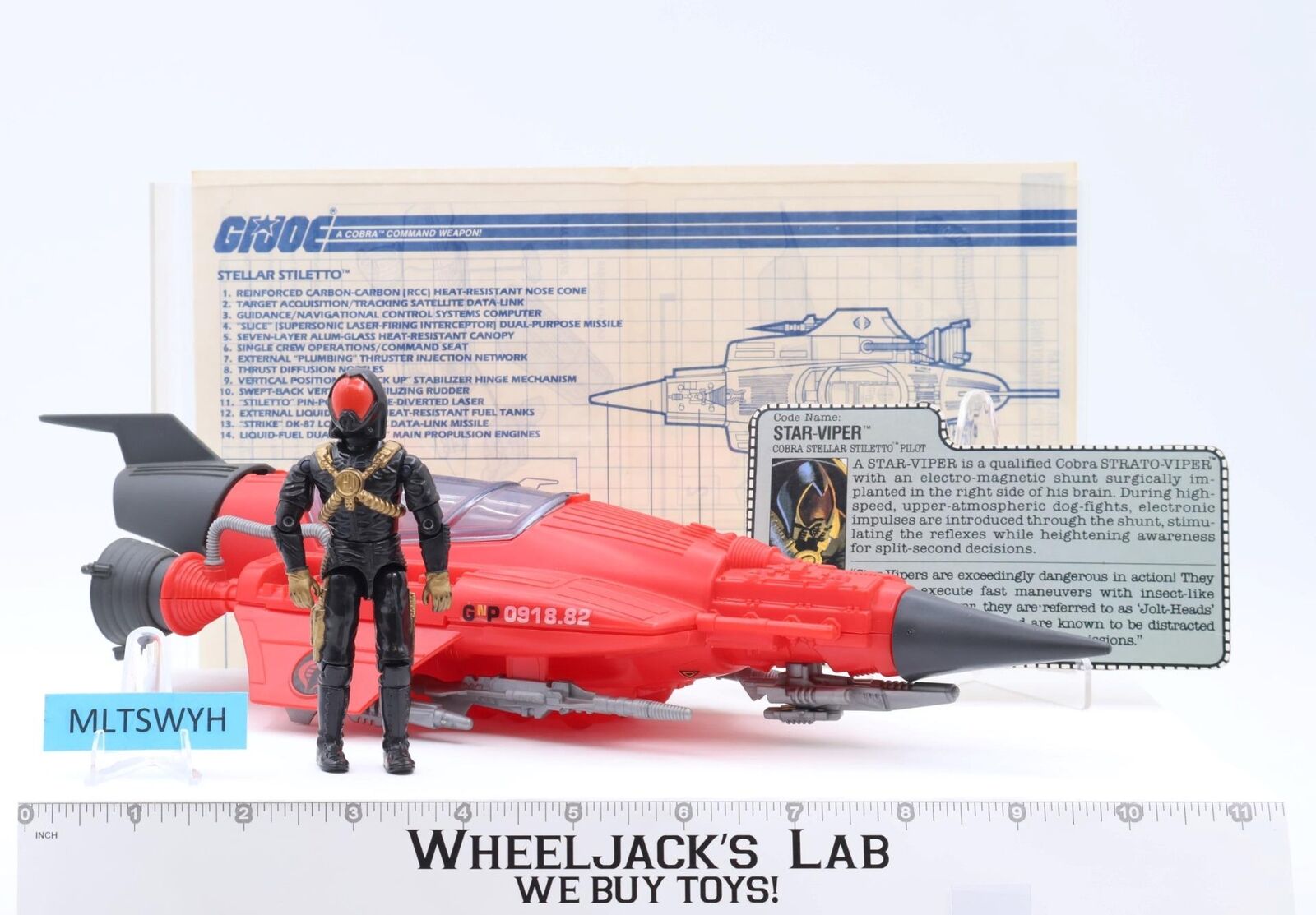 Cobra Stellar Stiletto W/Star Viper 100% Complete 1988 GI Joe Hasbro ...