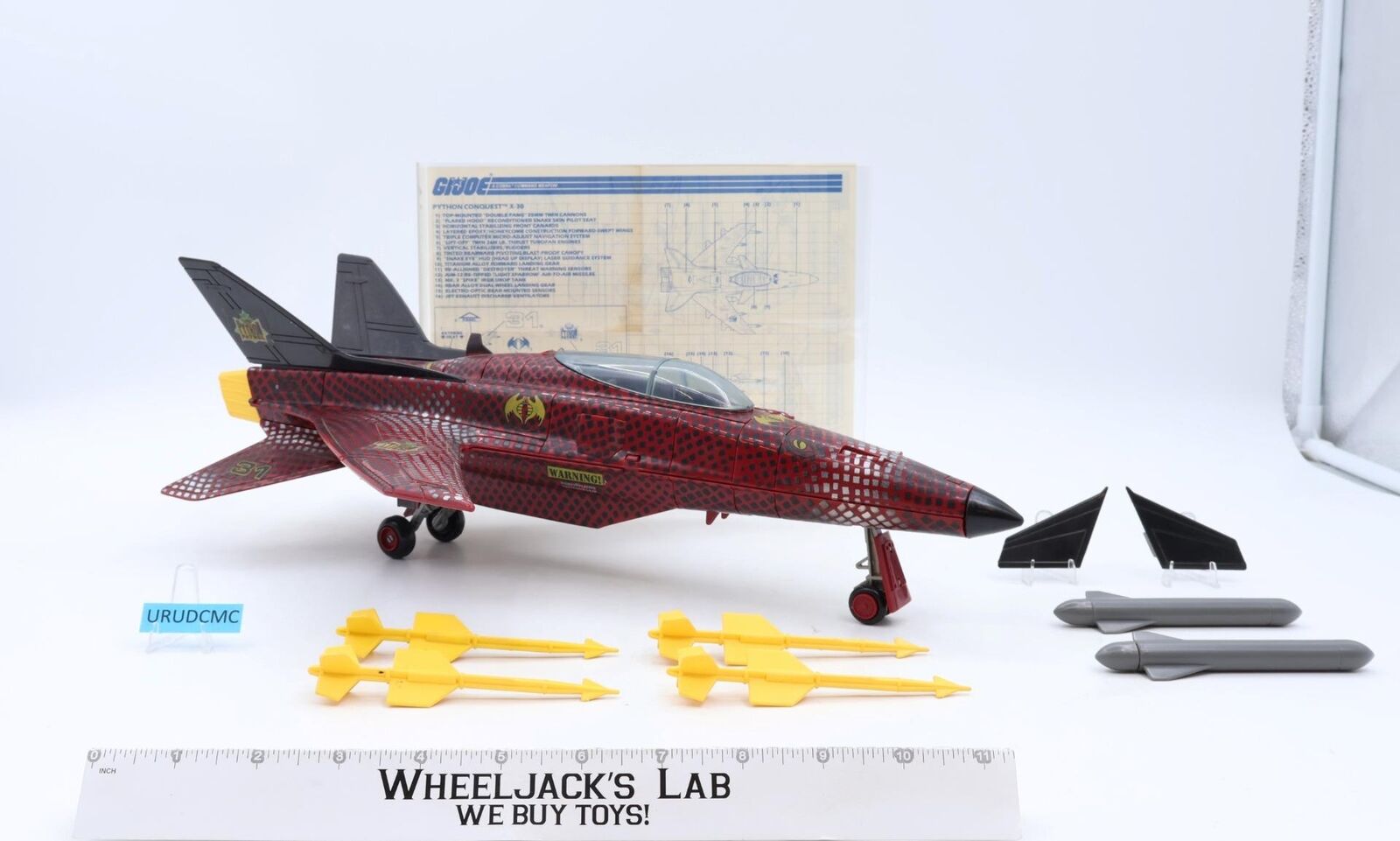 Python Conquest X-30 Jet 100% Complete GI Joe 1989 Hasbro Action Figure ...