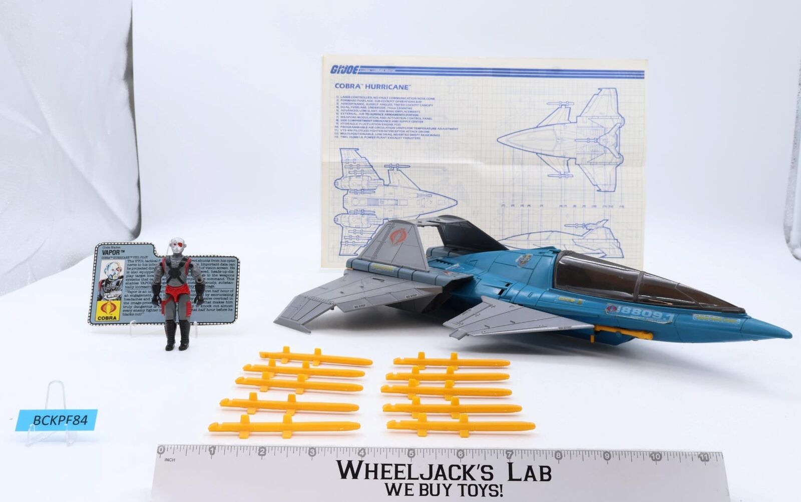 Hurricane VTOL W/ Vapor 100% Complete GI Joe 1990 Hasbro Action Figure ...