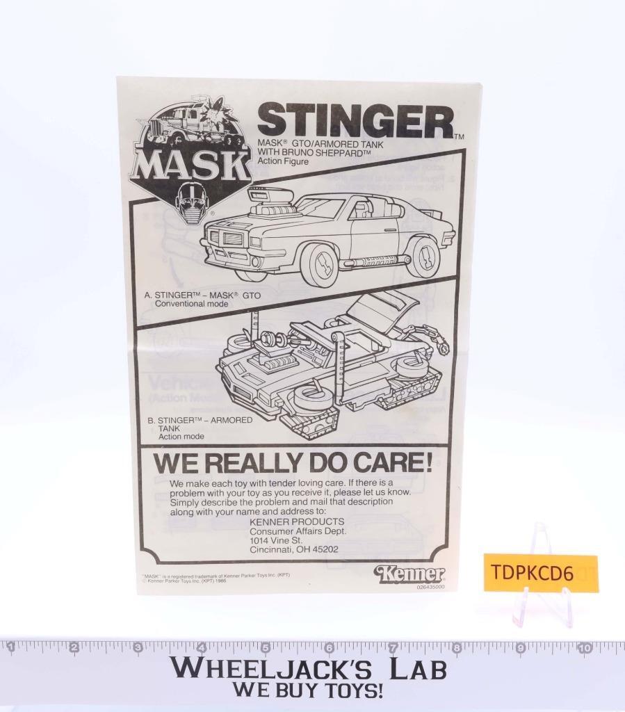 Stinger W/Bruno Sheppard 100% Complete 1986 MASK M.A.S.K. Kenner Figure ...