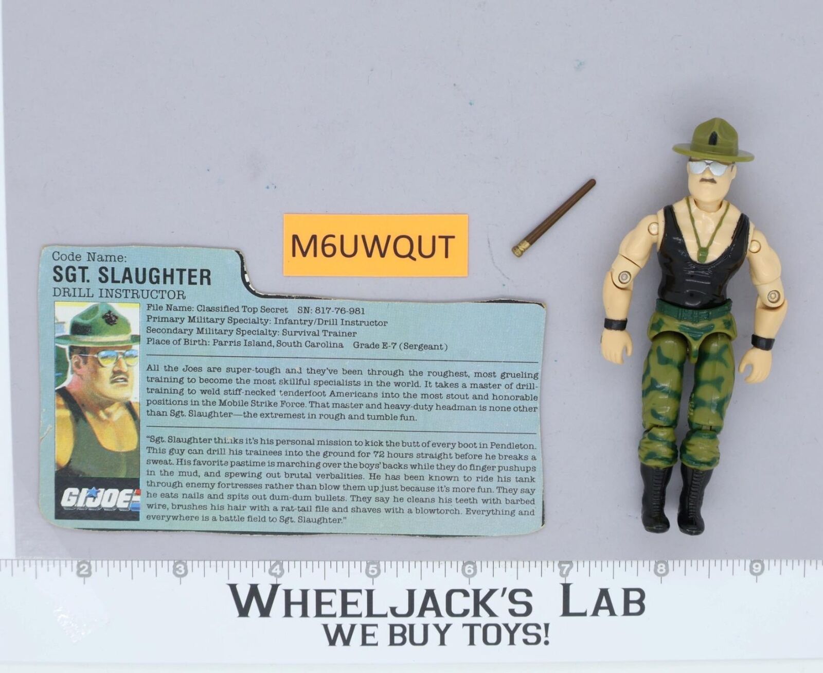 Sgt. Slaughter V2 100% Complete G.I. Joe 1986 Hasbro Vintage Action ...
