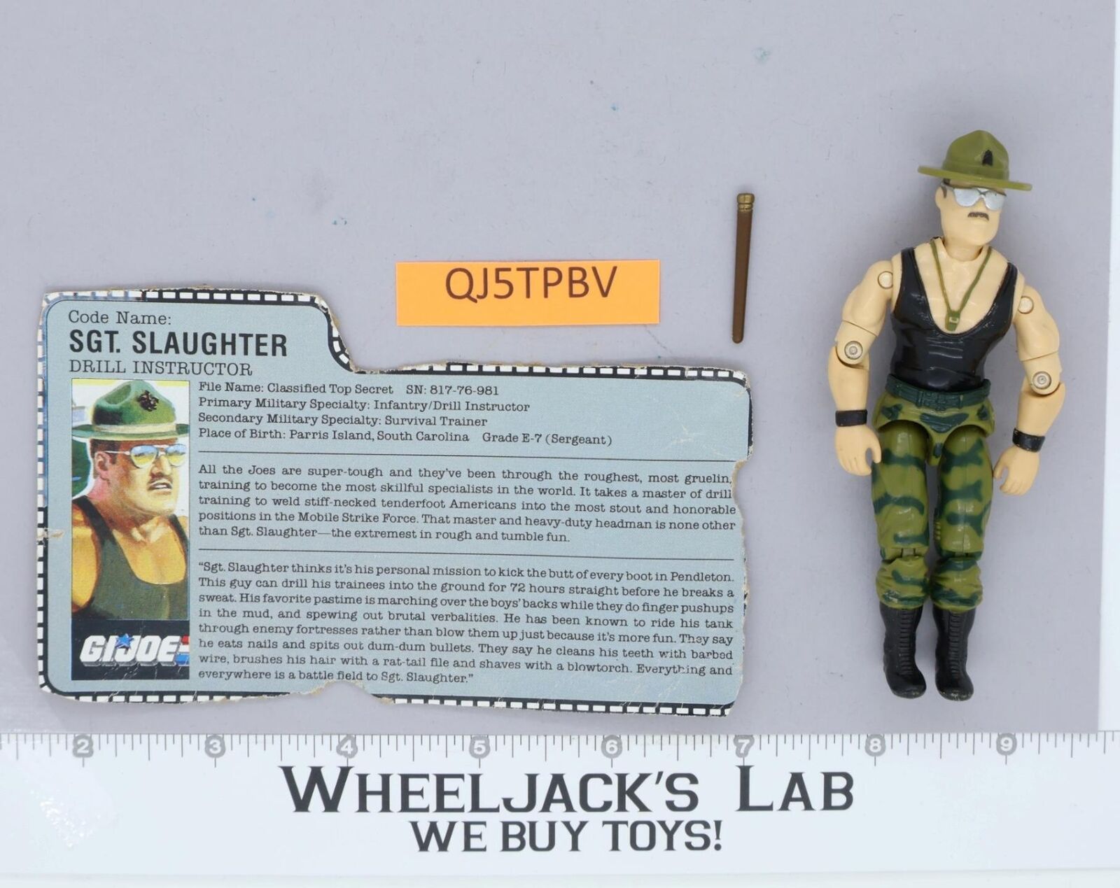 Sgt. Slaughter V2 100% Complete G.I. Joe 1986 Hasbro Vintage Action ...