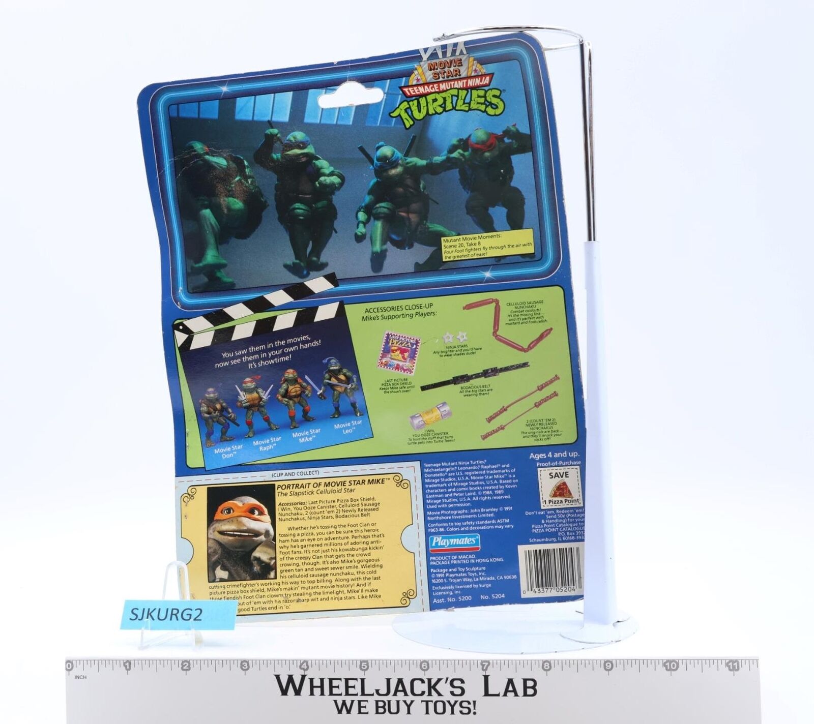 Movie Star Mike w/ Cardback 100% Complete TMNT 1991 Playmates Vintage ...