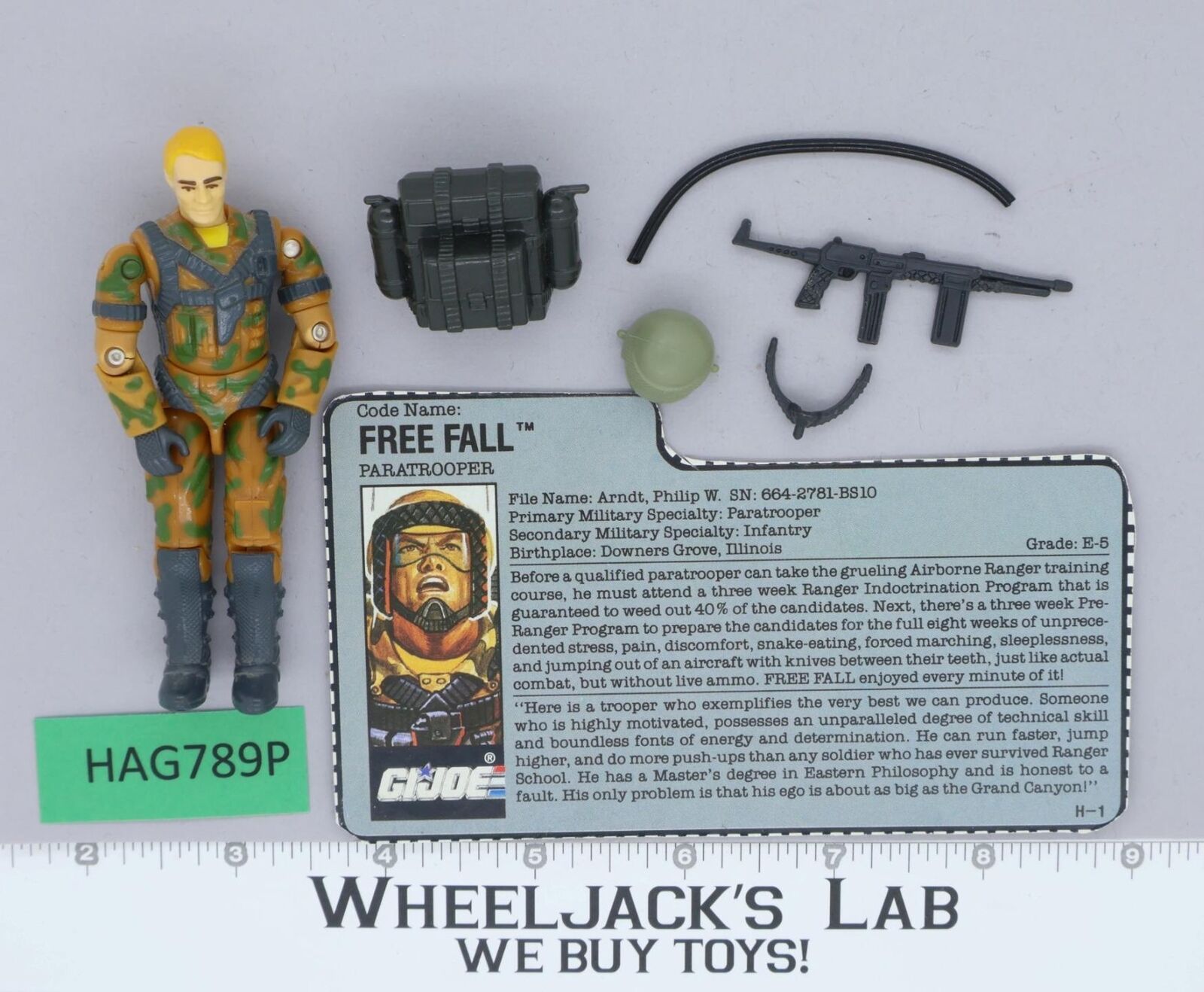 Freefall V1 100% Complete G.I. Joe 1990 Hasbro Vintage Action Figure ...