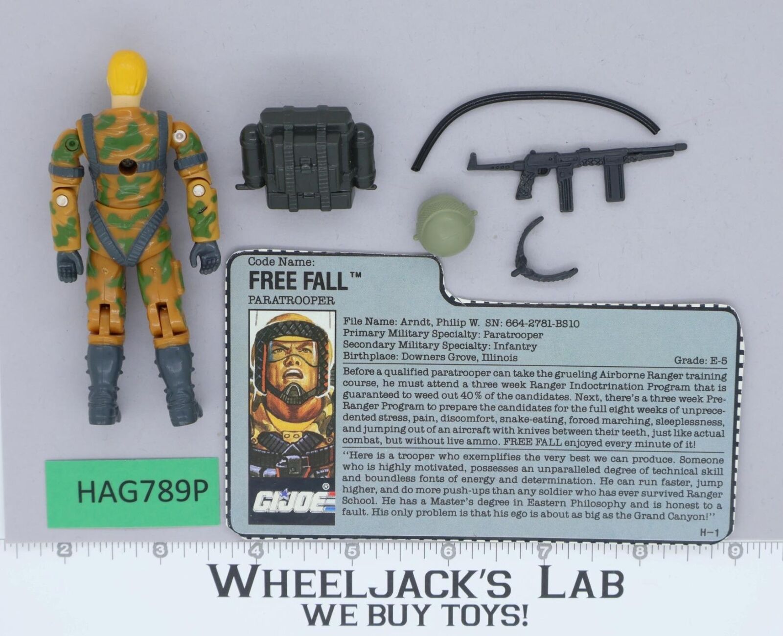 Freefall V1 100% Complete G.I. Joe 1990 Hasbro Vintage Action Figure ...