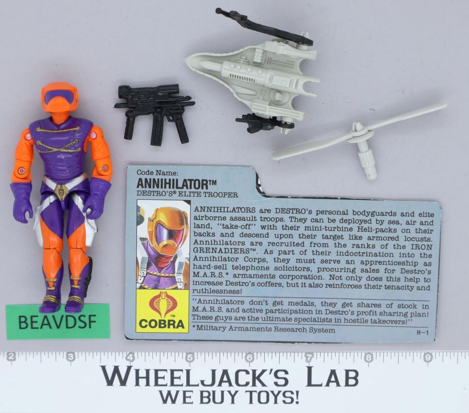 Annihilator V1 100% Complete 1989 G.I. Joe Hasbro Vintage Action Figure ...