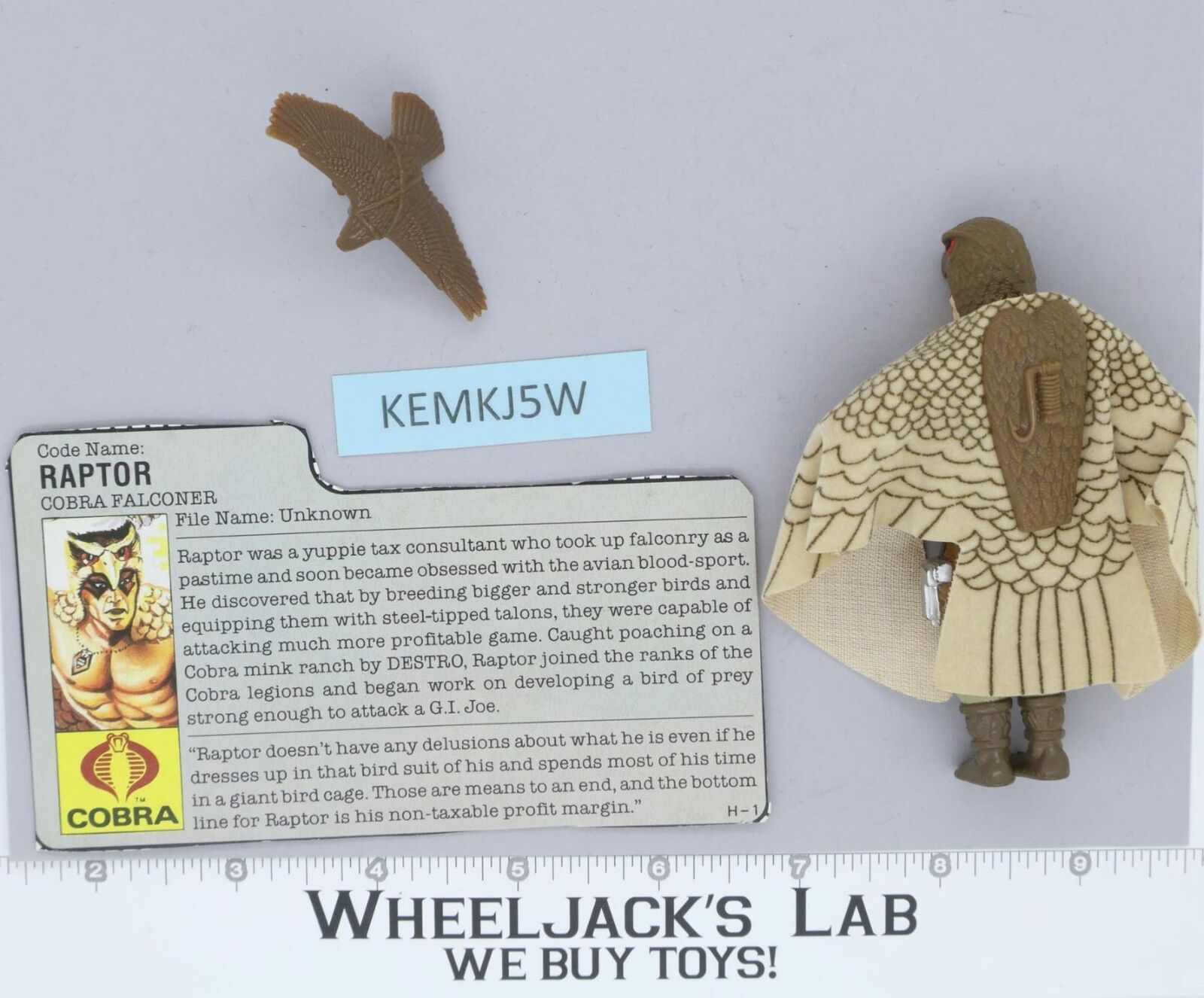 Raptor V1 100% Complete G.I. Joe 1987 Hasbro Vintage Action Figure ...