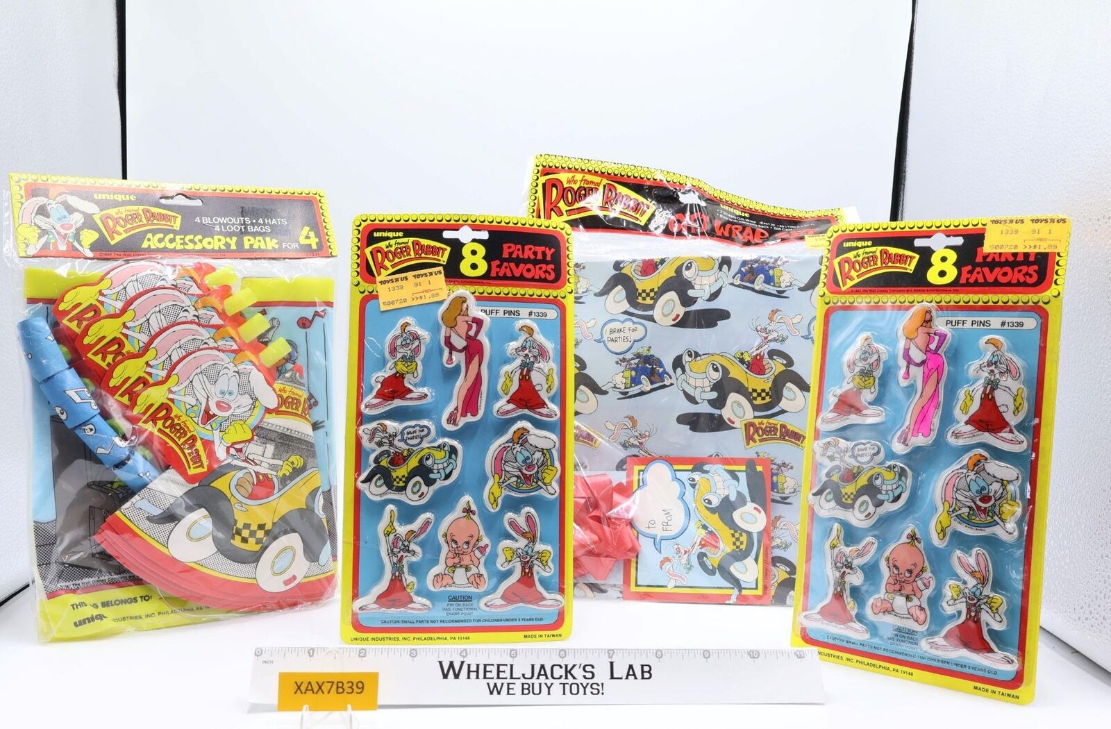 Lot of Party Favors + Gift Wrap Who Framed Roger Rabbit 1987 Unique NEW ...
