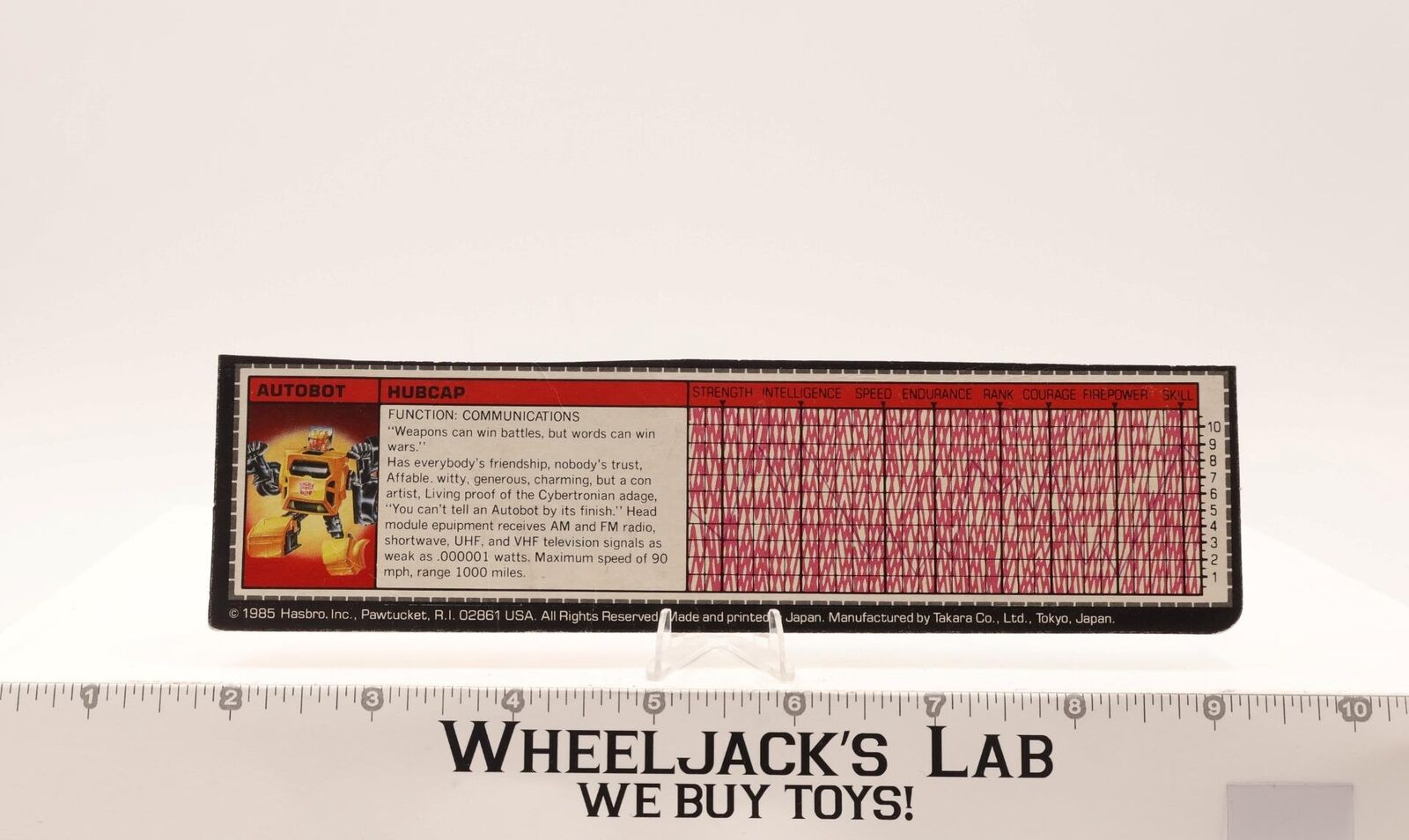 Hubcap Action Figure Tech Spec 1986 Vintage Hasbro G1 Transformers ...