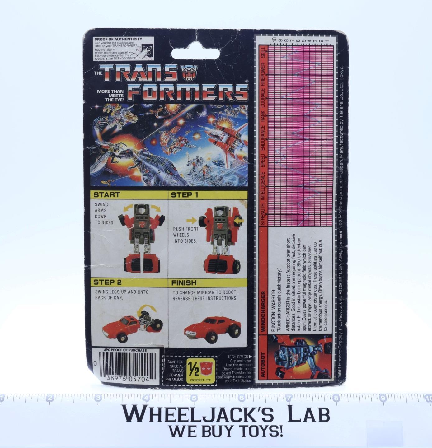 Windcharger Cardback 1984 Vintage Hasbro G1 Transformers Action Figure ...