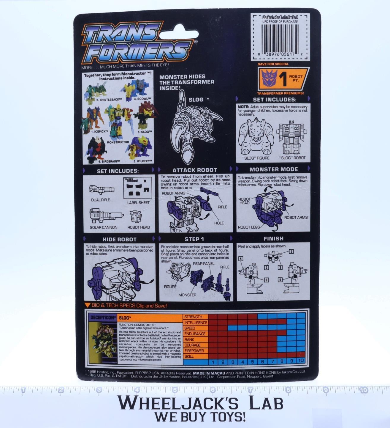 Slog Monstructor Cardback Vintage 1989 G1 Transformers Hasbro Action ...