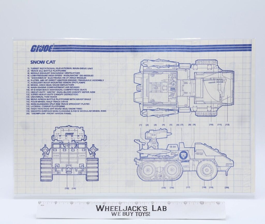 Snow Cat 1985 ORIGINAL Instructions Blueprints G.I. Joe Hasbro Action ...