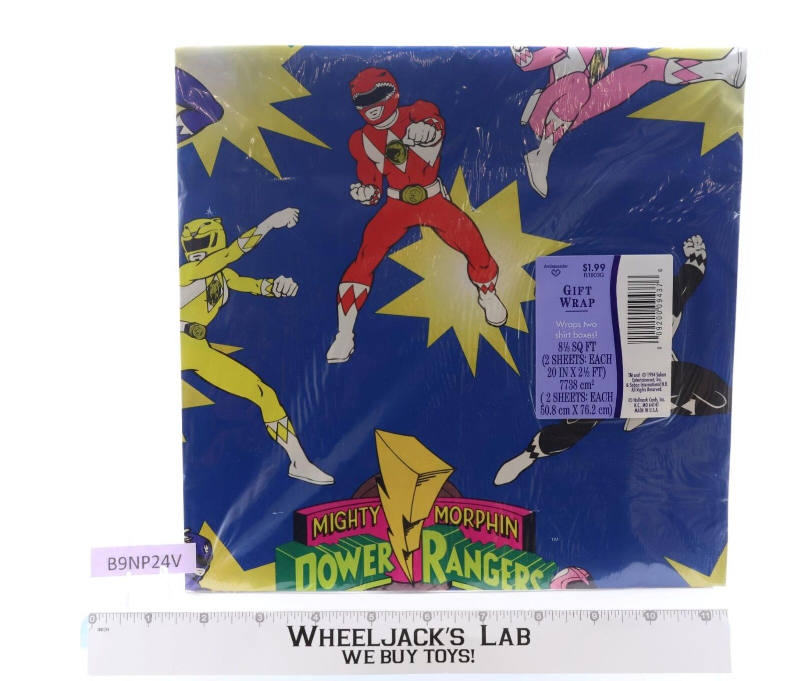 Gift Wrap Sheet Mighty Morphin Power Rangers 1994 Hallmark Cards NEW ...