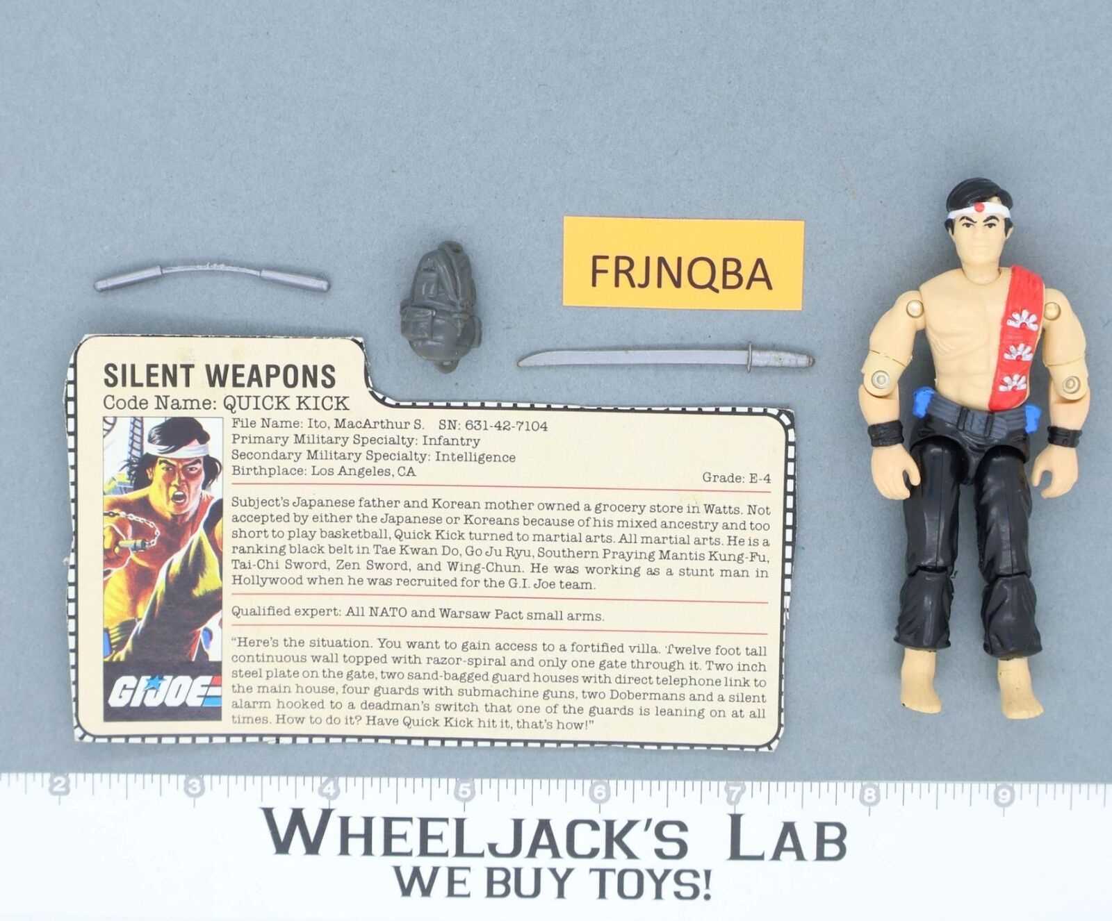 Quick Kick V1 100% Complete G.I. Joe 1985 Hasbro Vintage Action Figure ...