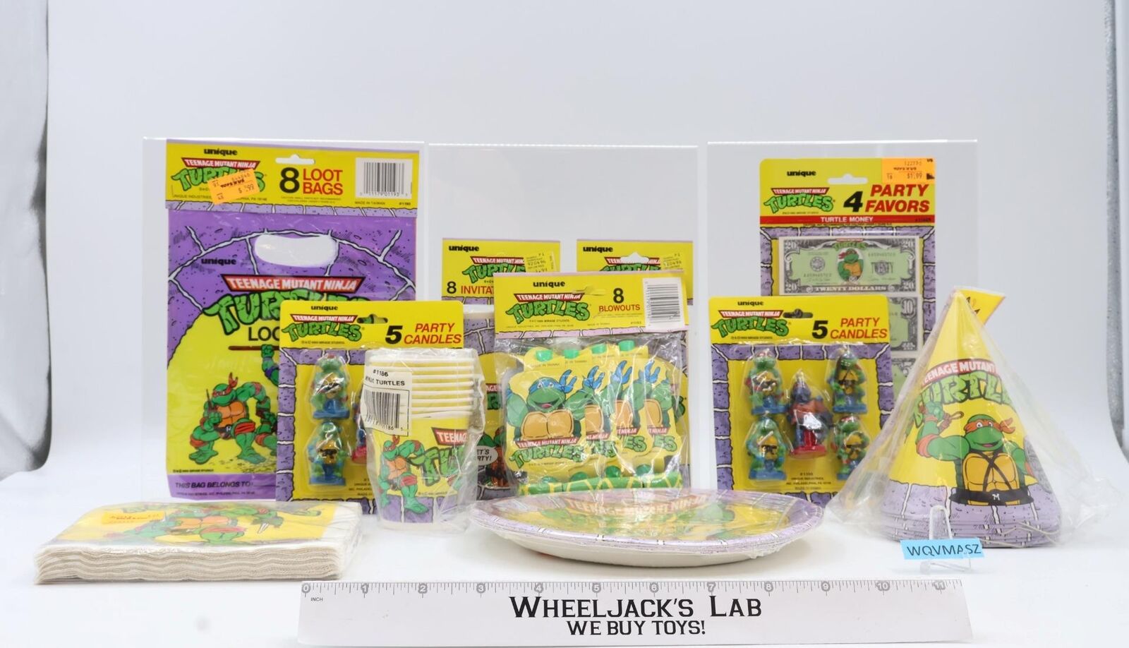 Set of Party Supplies Plates Hats Turtle Money TMNT 1989 by Unique NEW ...