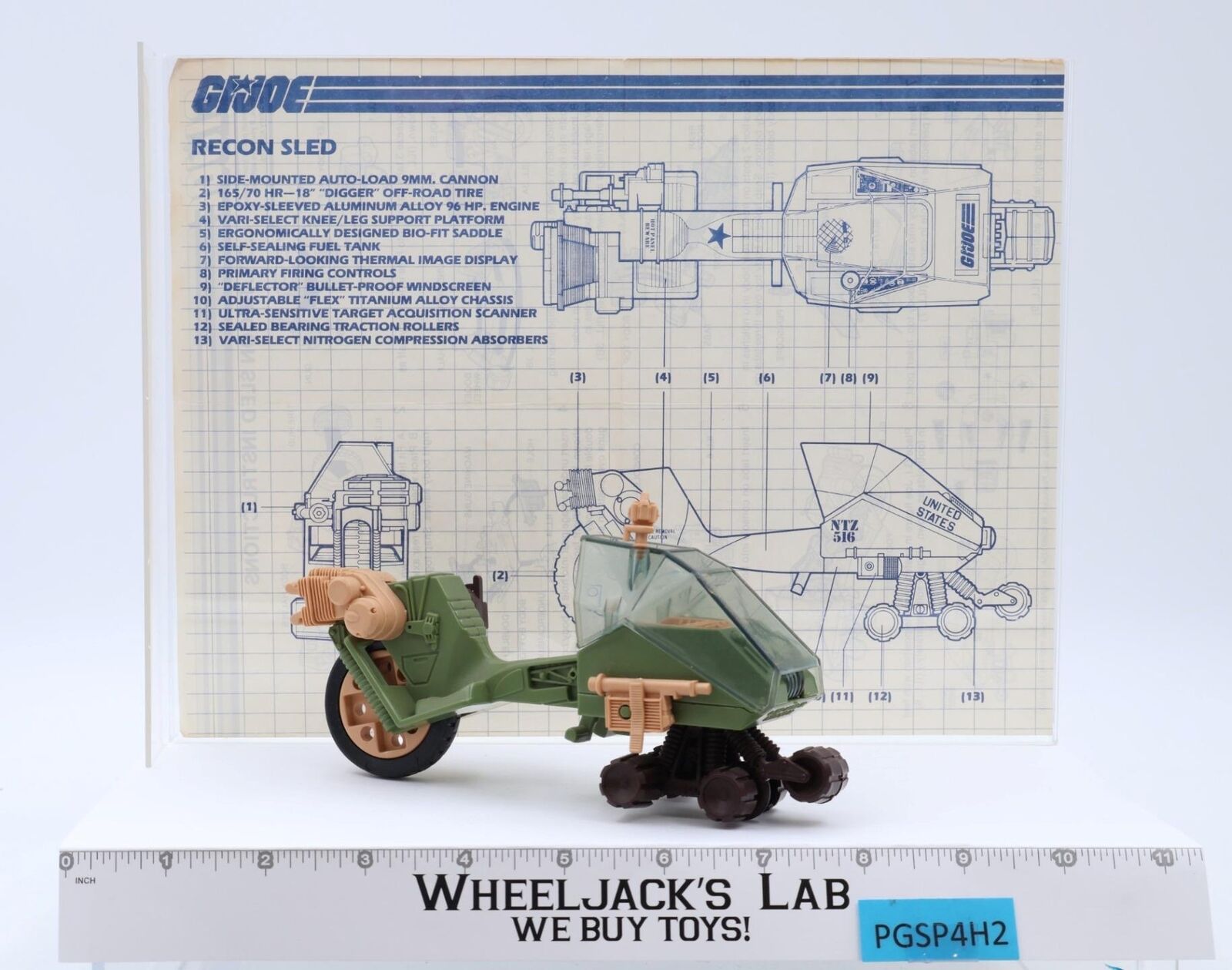 LCV Recon Sled 100% Complete GI Joe 1986 Hasbro Action Figure Vehicle ...