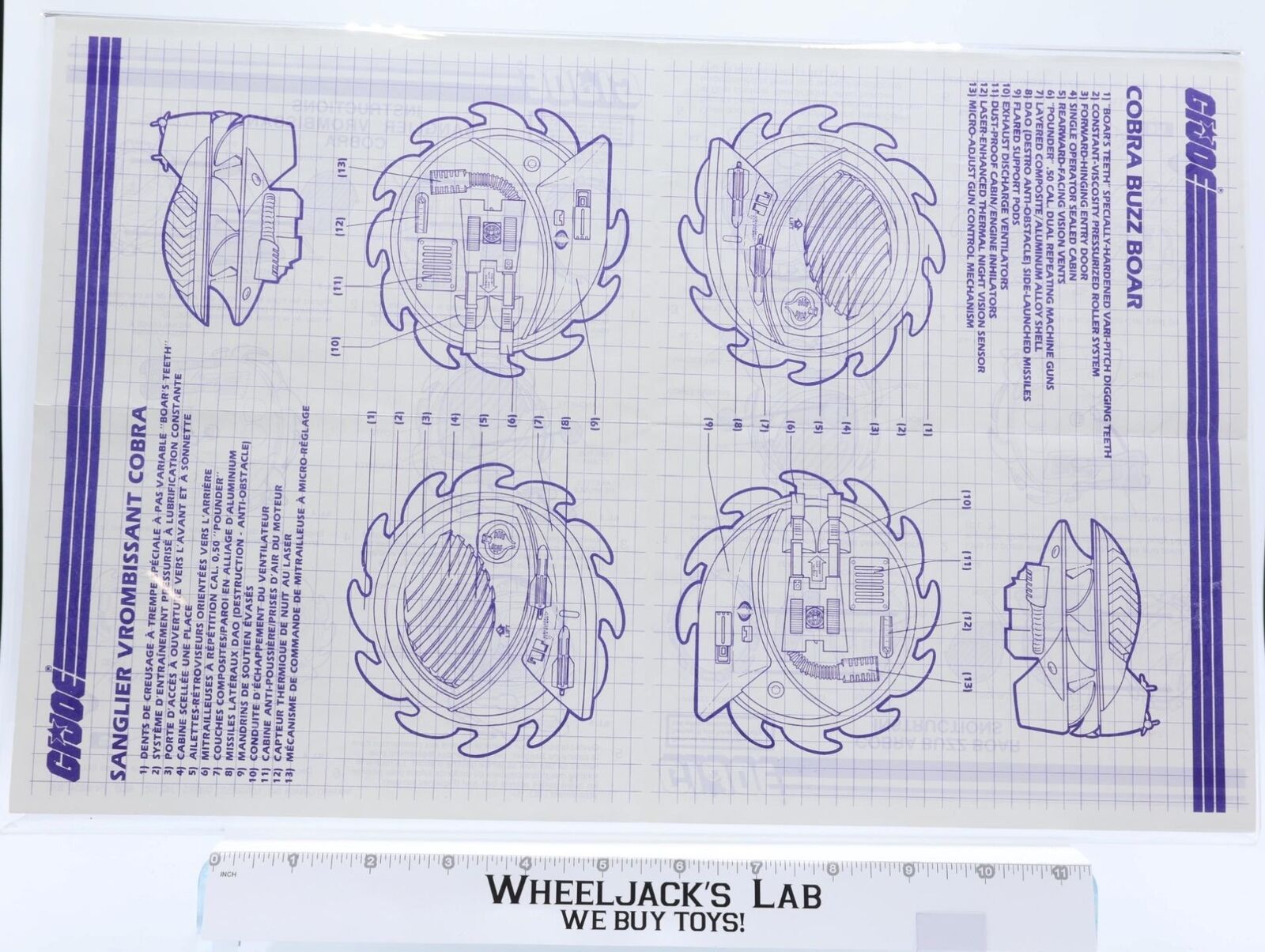 Cobra Buzz Boar 1987 ORIGINAL Instructions/Blueprints G.I. Joe Hasbro ...