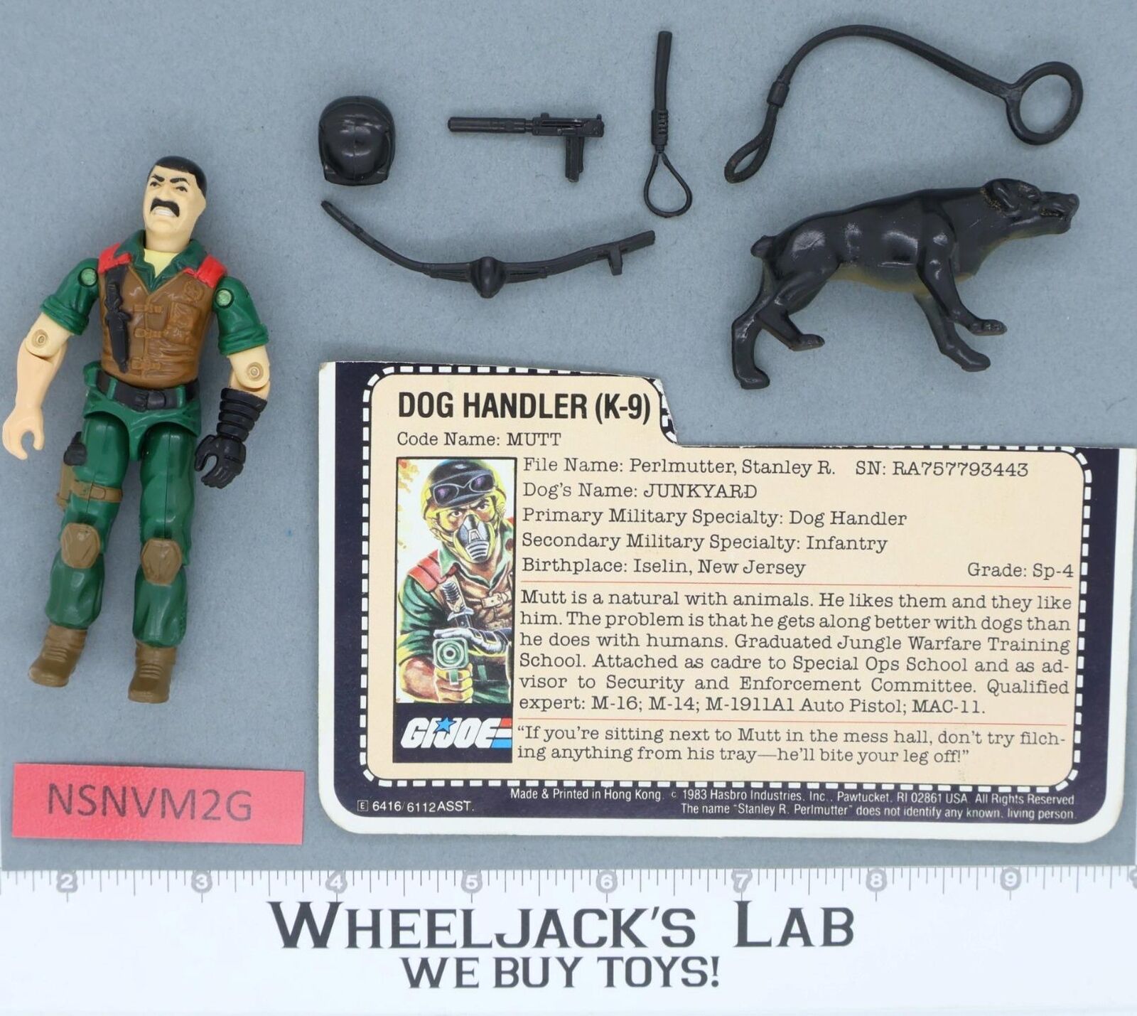 Mutt V1 100% Complete G.I. Joe 1984 Hasbro Vintage Action Figure ...