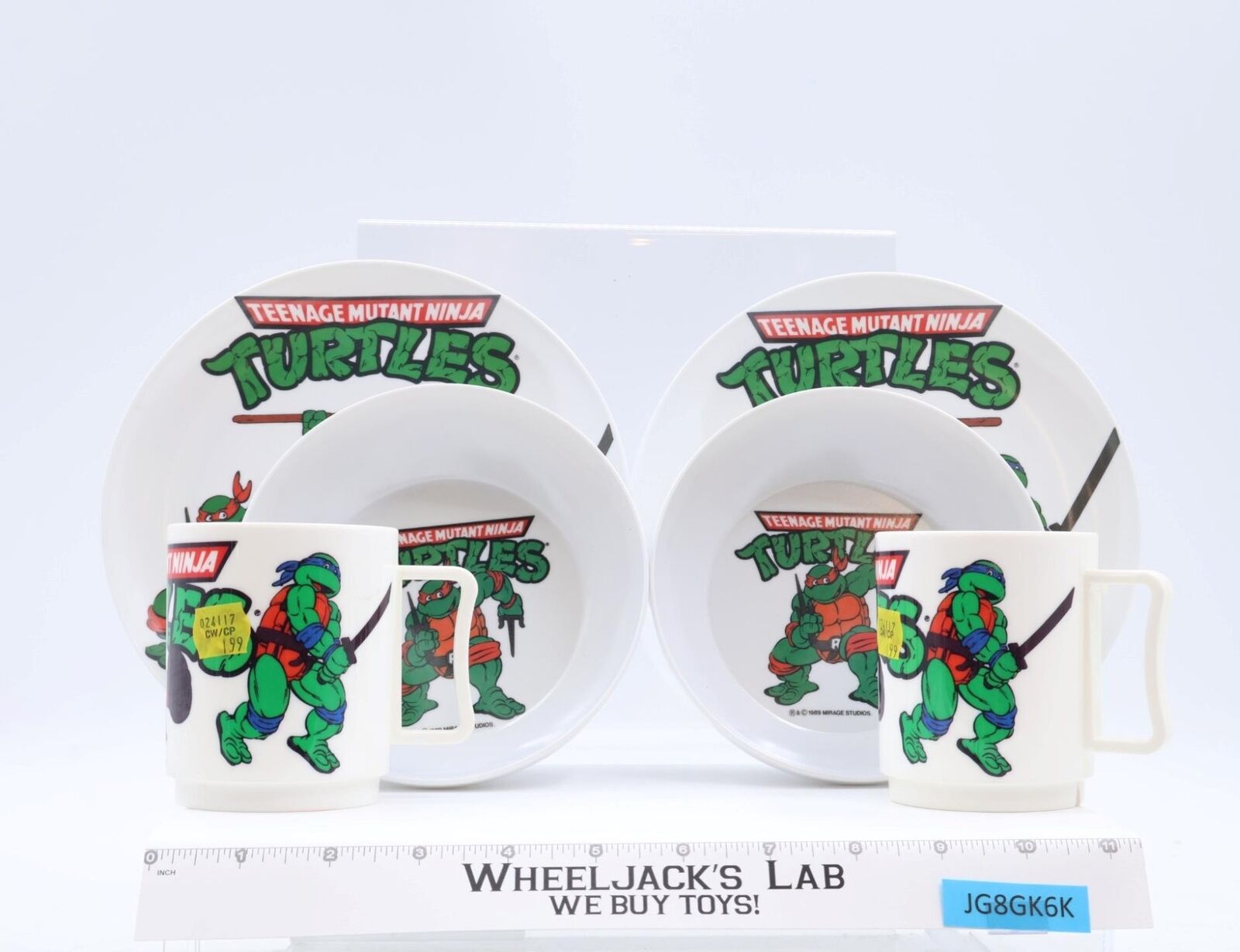 Serving Set for 2 Teenage Mutant Ninja Turtles TMNT 1989 2-Bowls 2-Cups ...