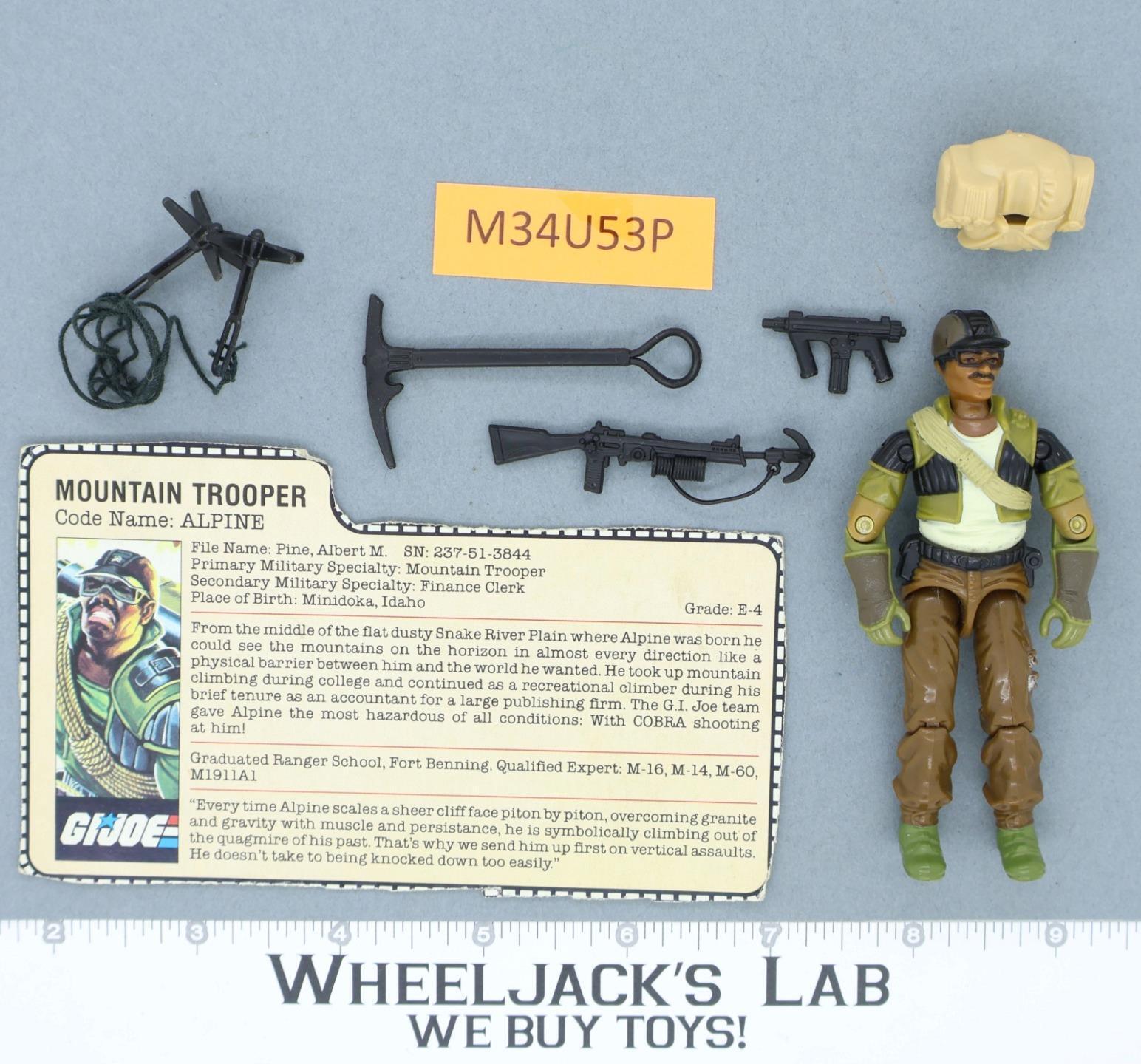 Alpine V1 100% Complete G.I. Joe 1985 Hasbro Vintage Action Figure ...