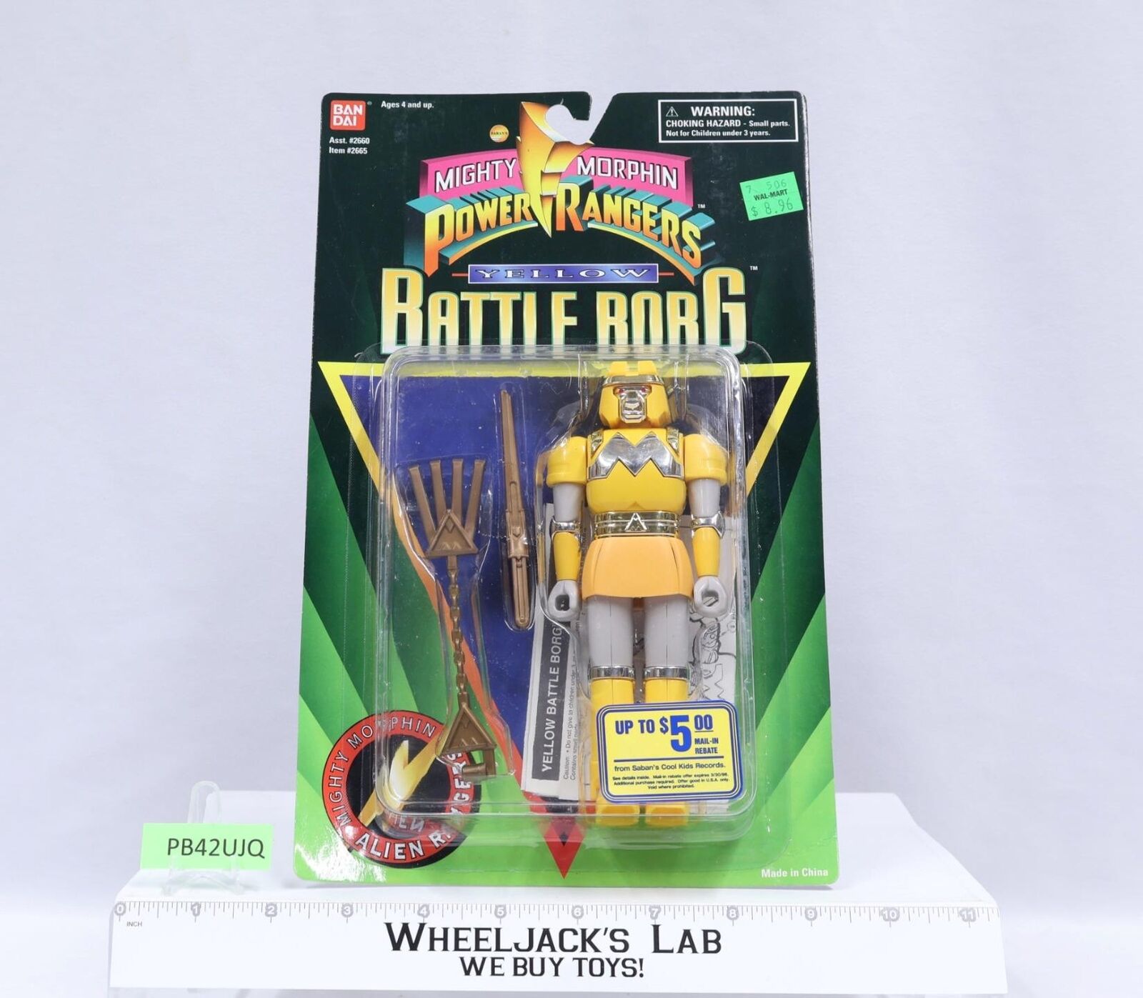 Mighty Morphin YELLOW Battle Borg Power Rangers 1995 Bandai NEW MOSC ...
