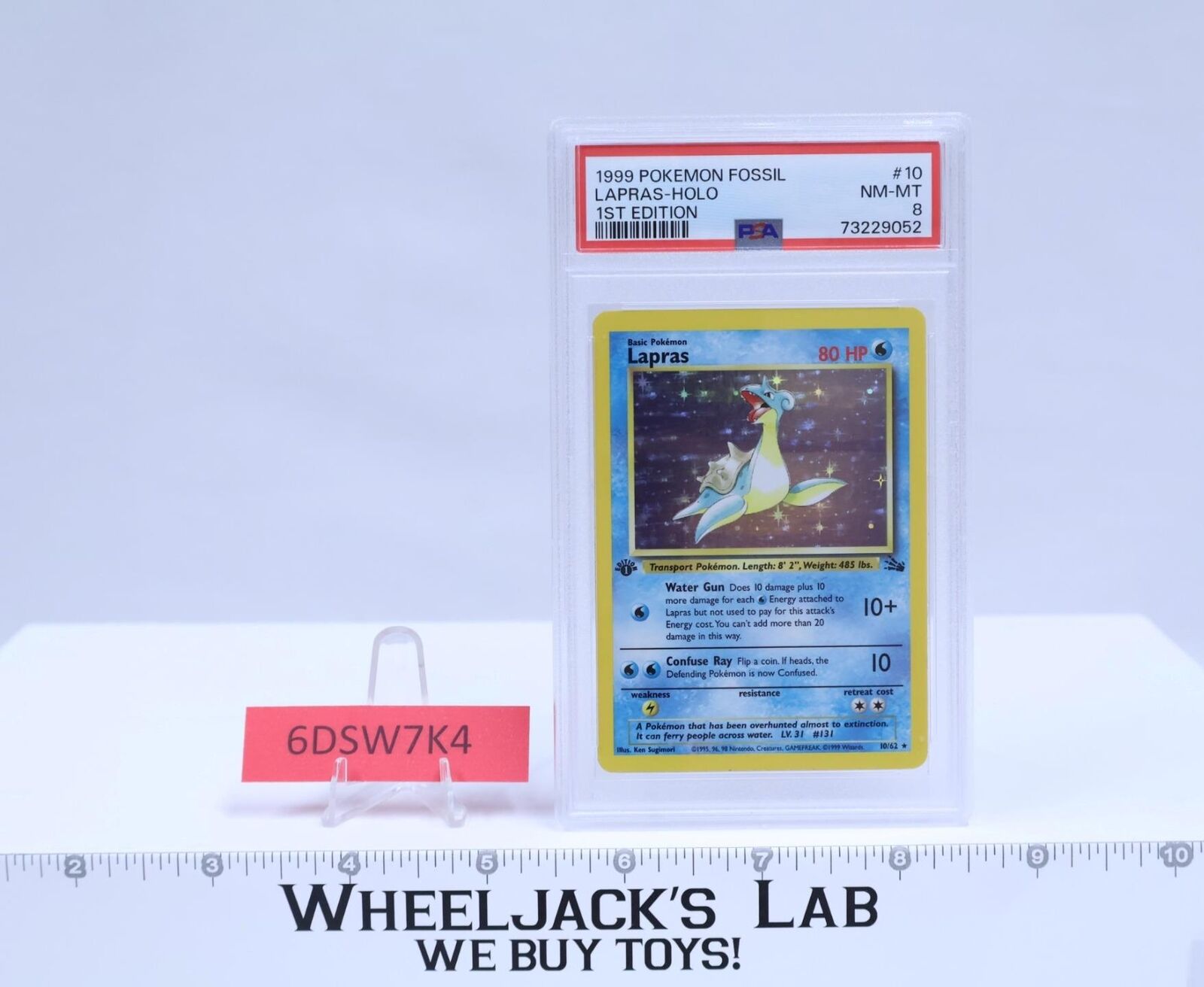 Lapras Holo 1999 #10 1st Edition Fossil PSA GRADED 8 NM-MT Pokemon Card - Wheeljack's Lab