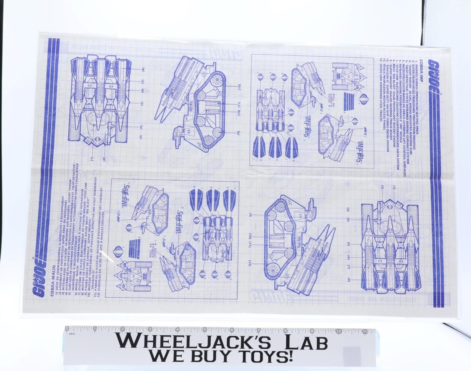 Cobra IMP 1988 ORIGINAL Instructions / Blueprints G.I. Joe Hasbro ...