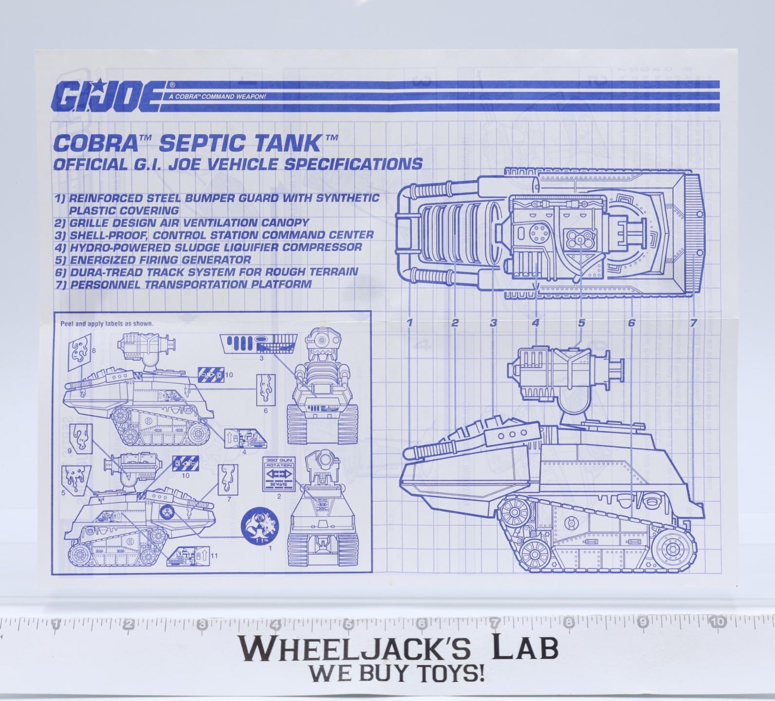 Septic Tank 1991 ORIGINAL Instructions/ Blueprints G.I. Joe Hasbro ...