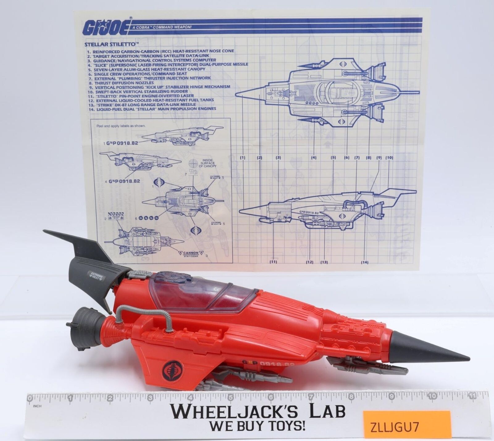 Cobra Stellar Stiletto 100% Complete GI Joe 1988 Hasbro Action Figure ...