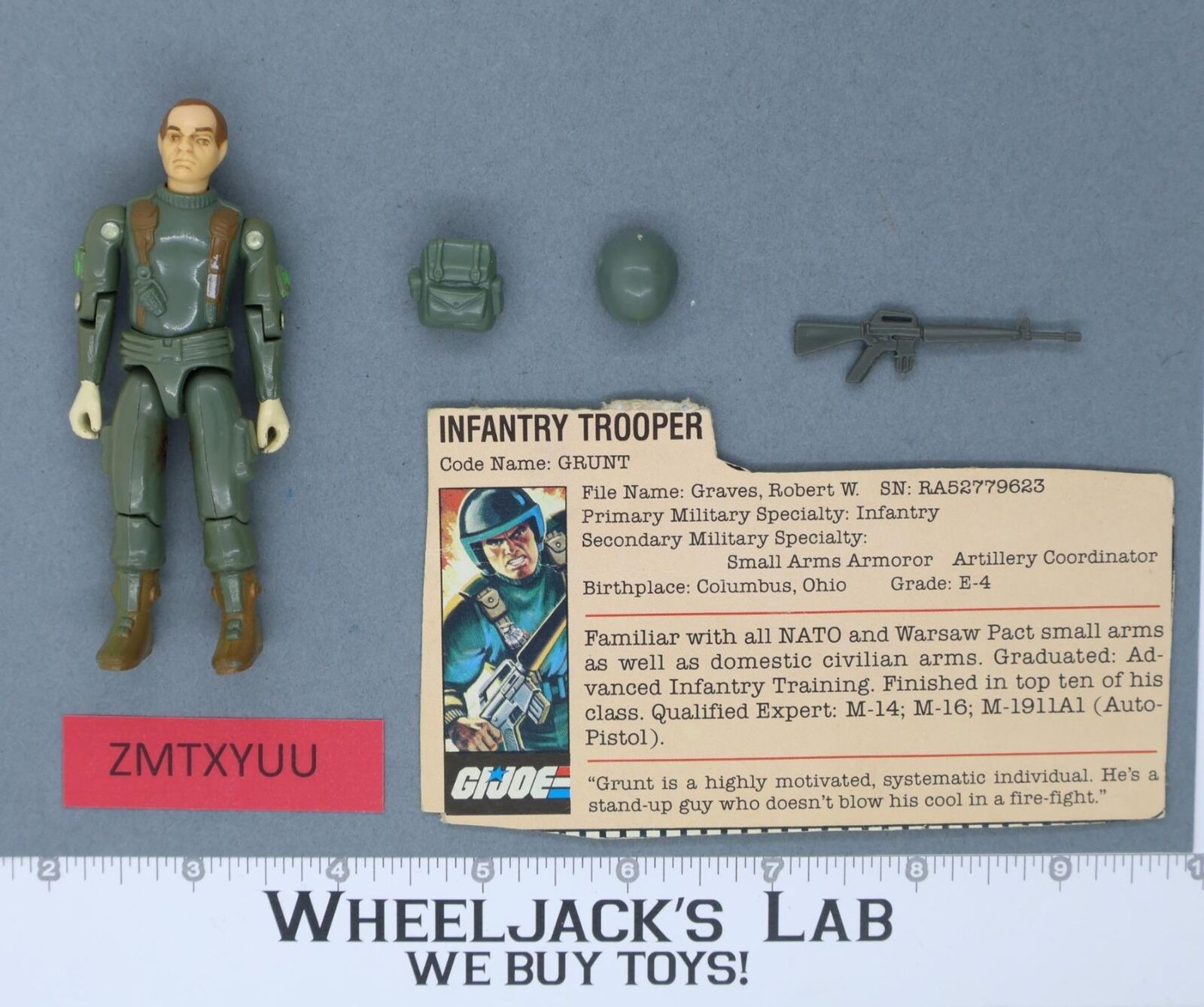 Grunt V1 Straight Arms 100% Complete G.I. Joe 1982 Hasbro Vintage ...