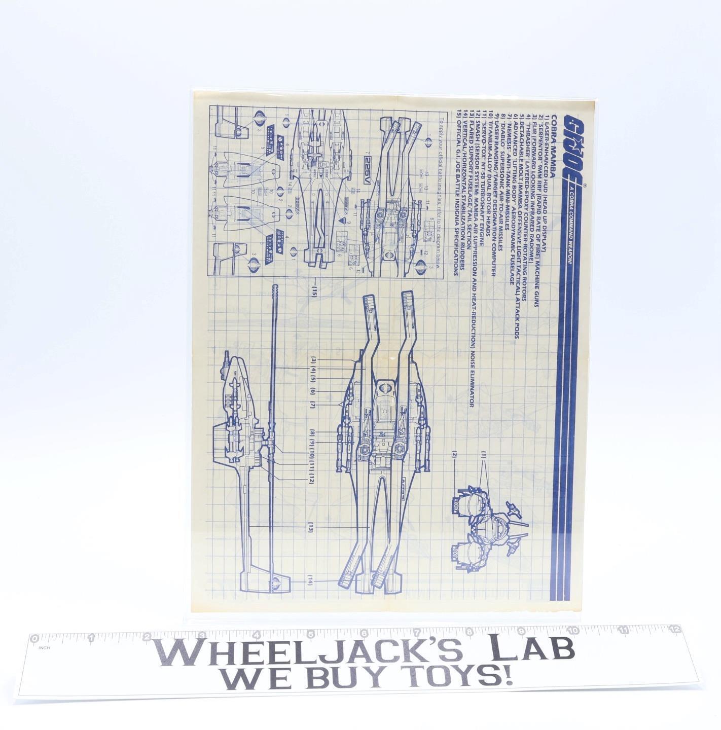 Cobra Mamba 1987 ORIGINAL Instructions/Blueprints G.I. Joe Hasbro ...