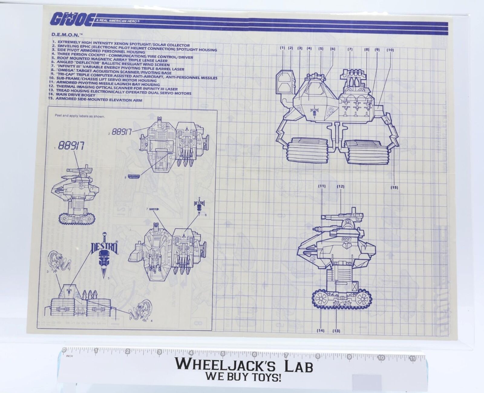 D.E.M.O.N. 1986 ORIGINAL Instructions / Blueprints G.I. Joe Action ...