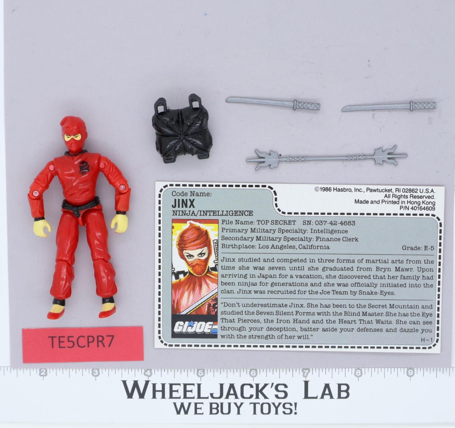 Jinx V1 RED BACK CARD 100% Complete 1987 G.I. Joe Hasbro Vintage Action ...