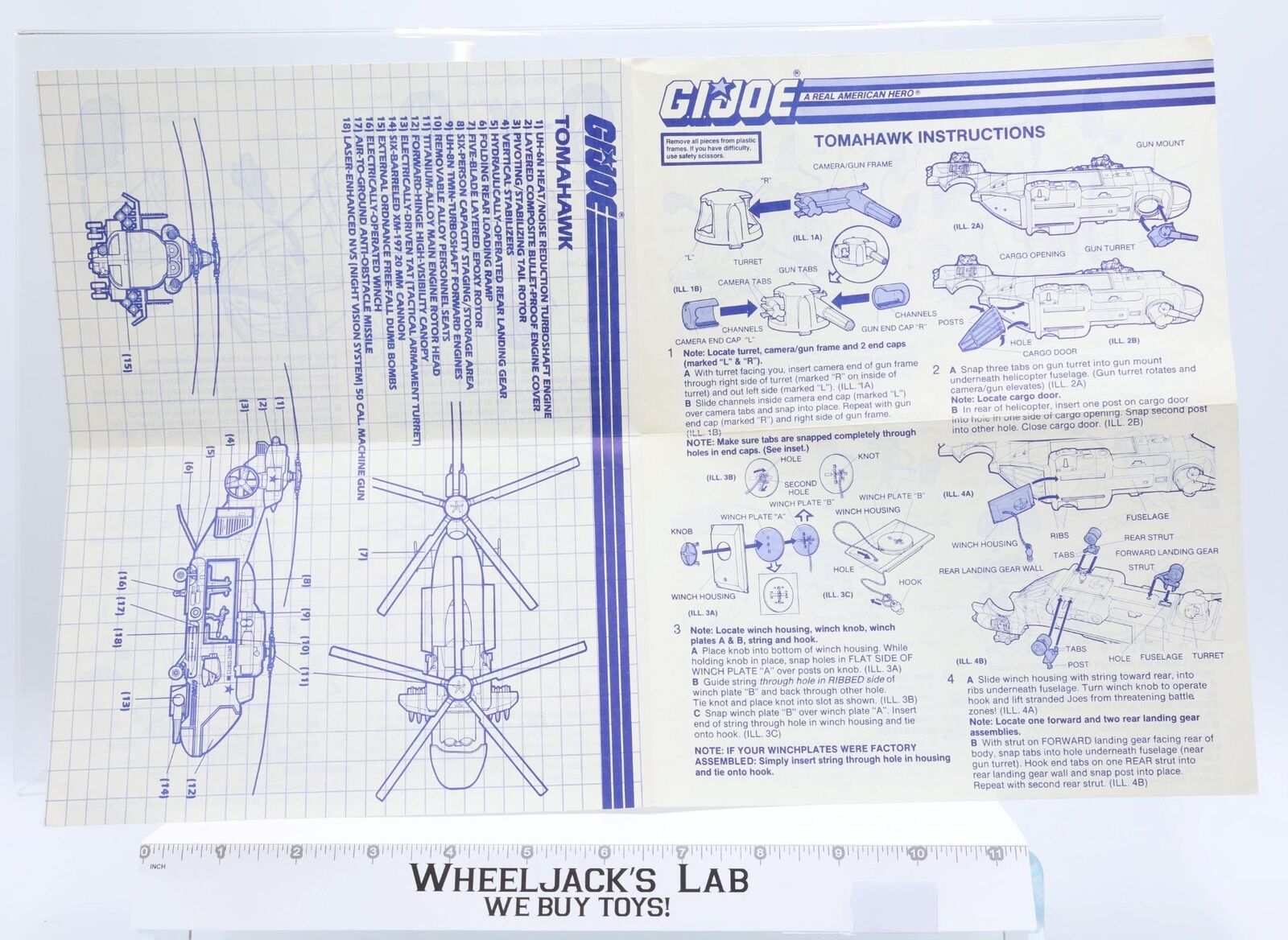 Tomahawk 1986 ORIGINAL Instructions / Blueprints G.I. Joe Hasbro Action ...