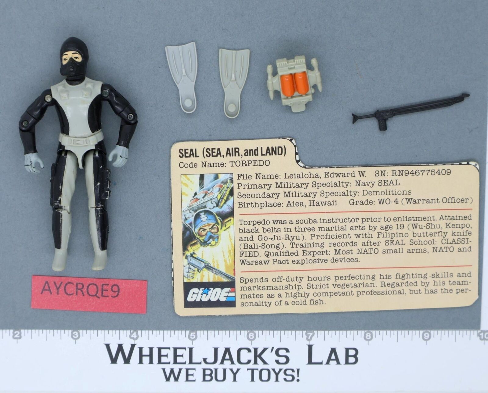 Torpedo V1 100% Complete G.I. Joe 1983 Hasbro Vintage Action Figure ...