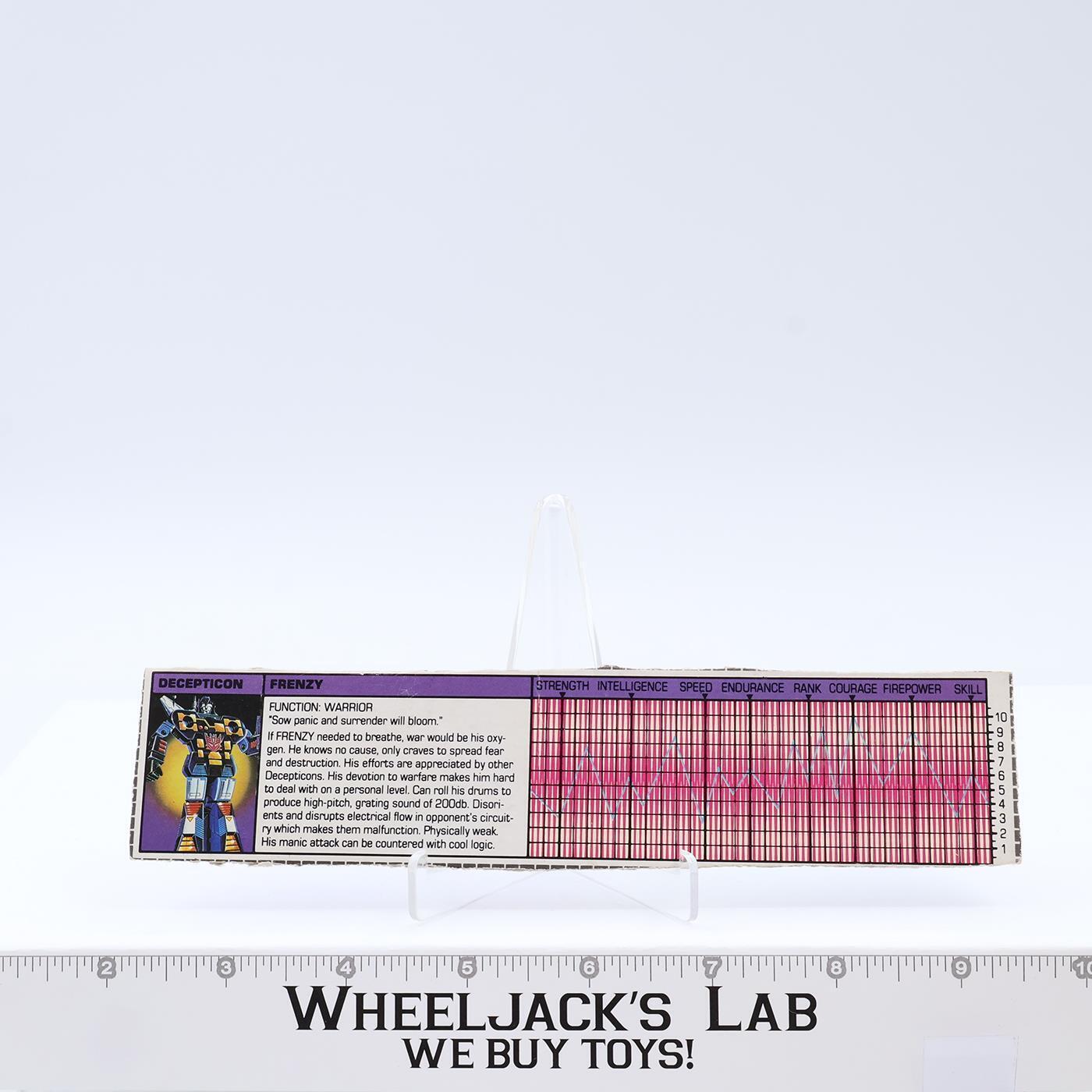 Frenzy Action Figure Tech Spec 1984 Vintage G1 Transformers - Wheeljack ...