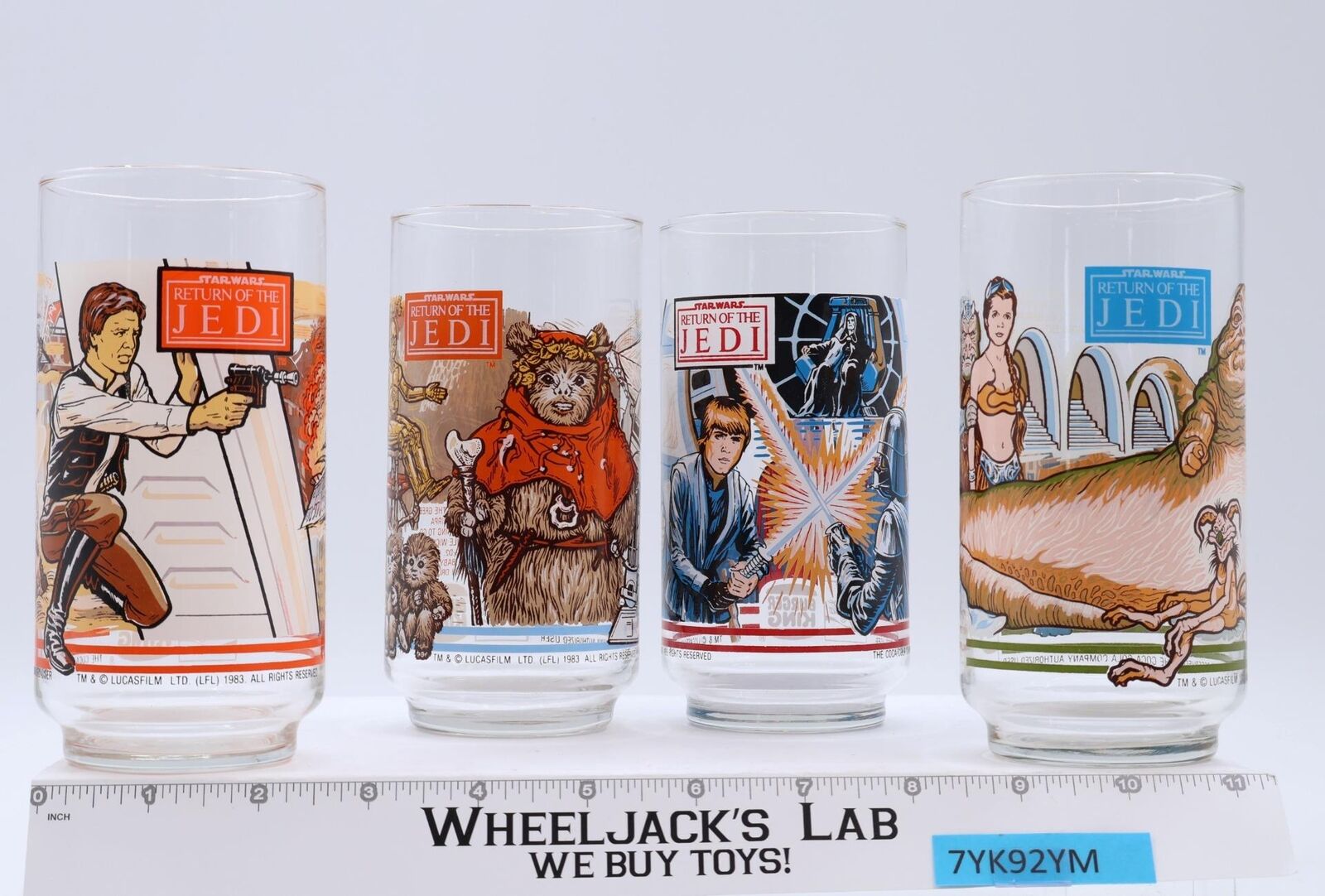 Complete Set of 4 Star Wars Return of the Jedi Glass Cups 1983 Burger ...