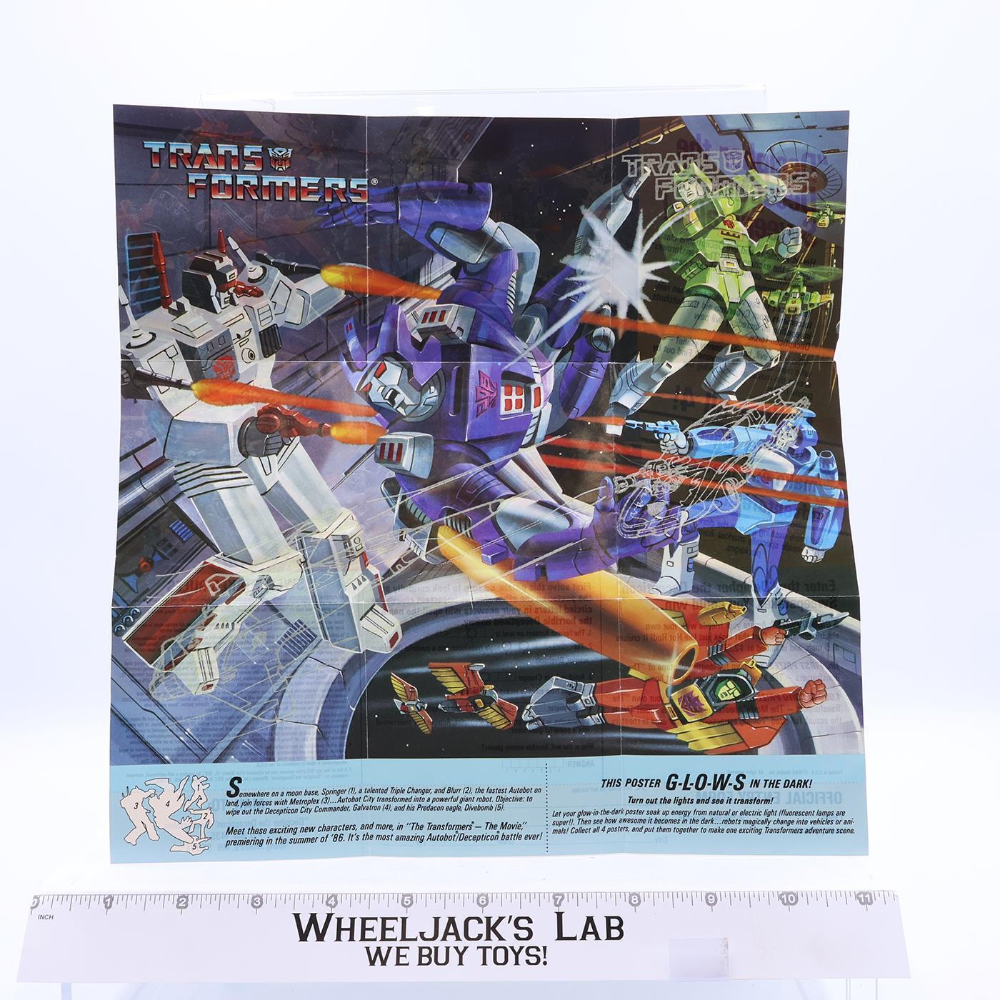 Metroplex Blurr Insert Poster Glow In The Dark 1985 G1 Transformers ...