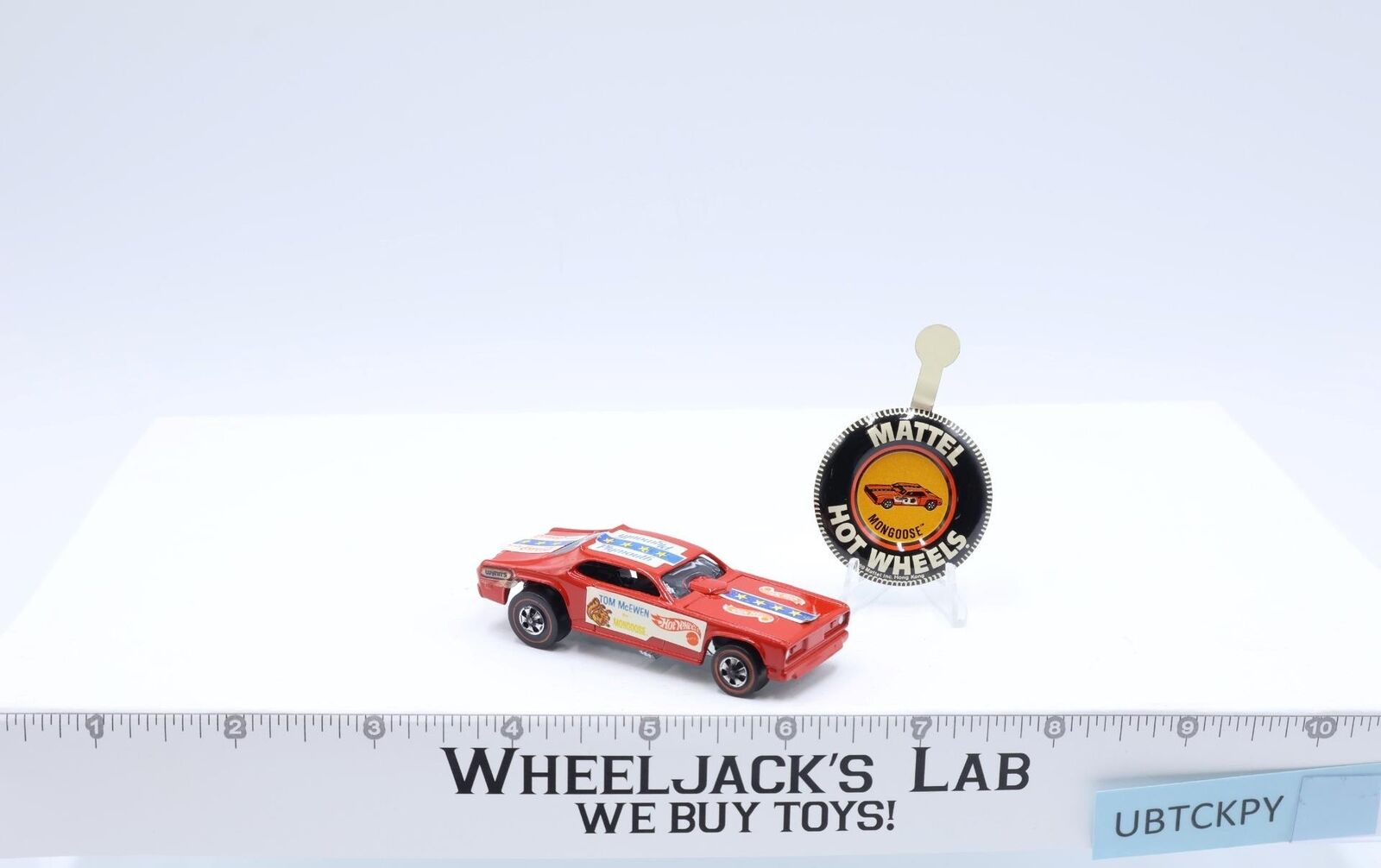 Tom McEwen Red Plymouth Mongoose 1969 Mattel Hot Wheels Redline RL w ...