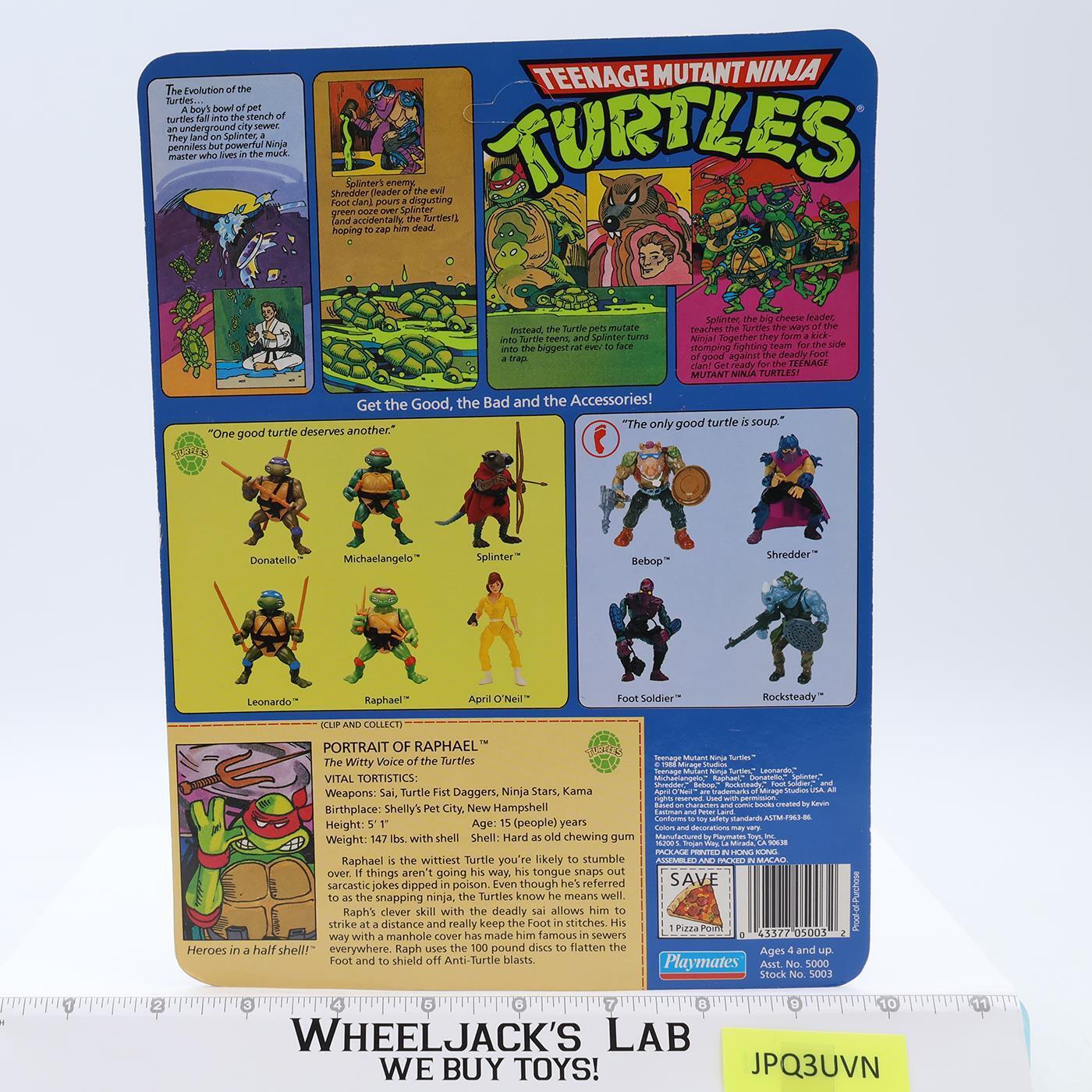 Raphael Teenage Mutant Ninja Turtles TMNT 1988 Playmates 10 BACK MOSC ...