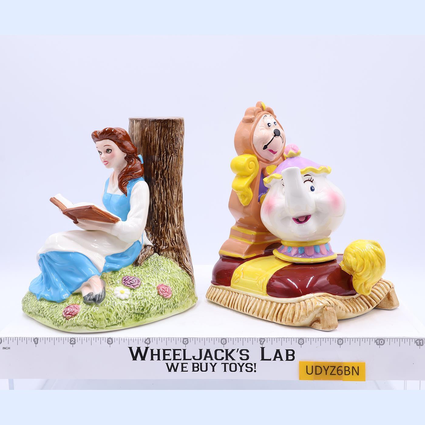 Belle & Mrs. Potts Cogsworth Book Ends Beauty and the Beast Disney NEW ...