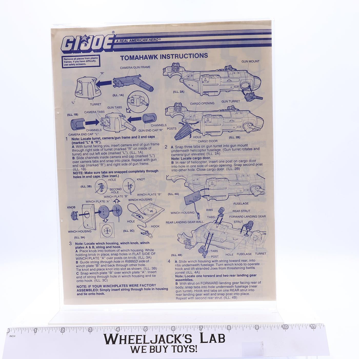 Tomahawk 1986 ORIGINAL Instructions / Blueprints G.I. Joe Hasbro Action ...