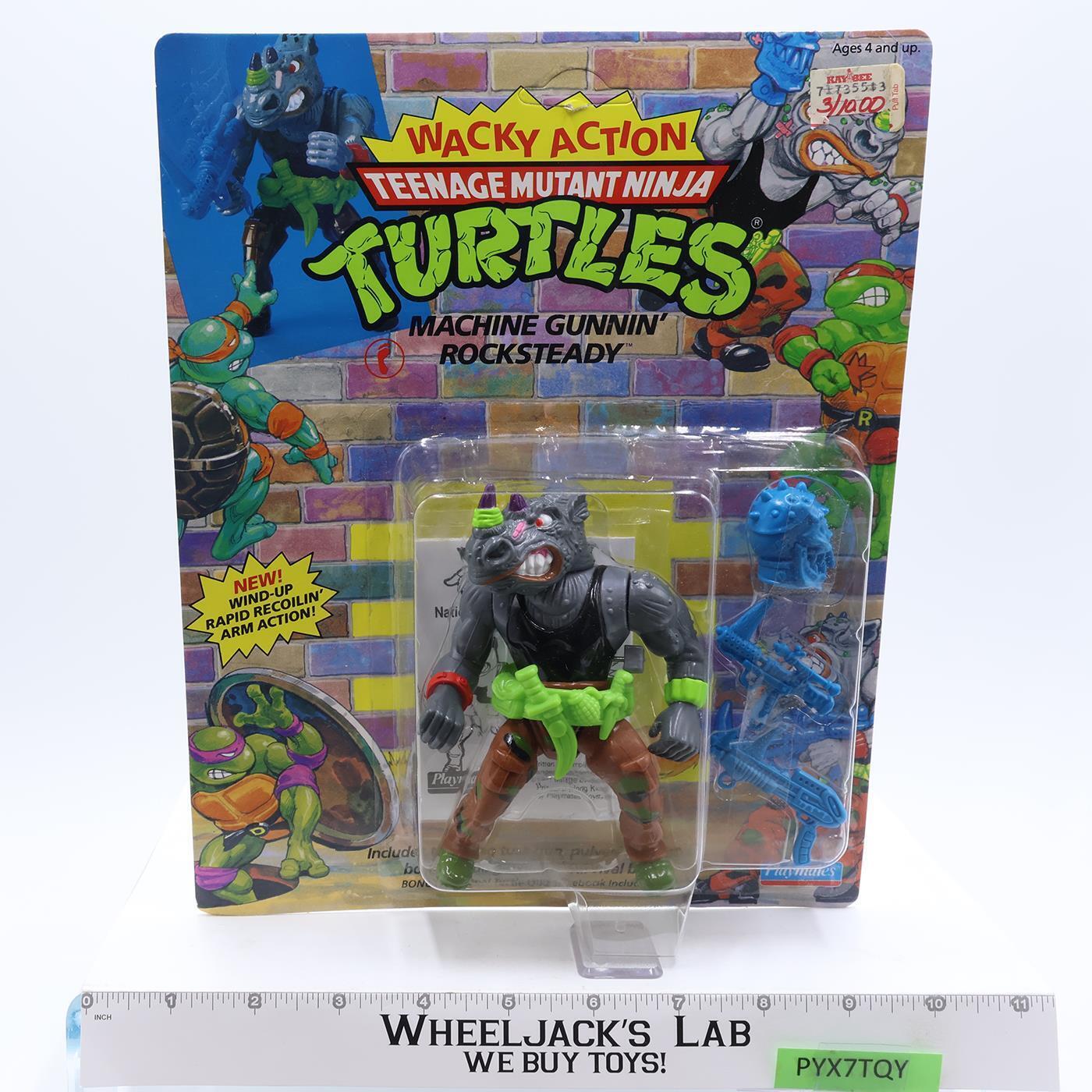Machine Gunnin' Rocksteady Wacky Action TMNT 1989 Playmates NEW MOSC ...
