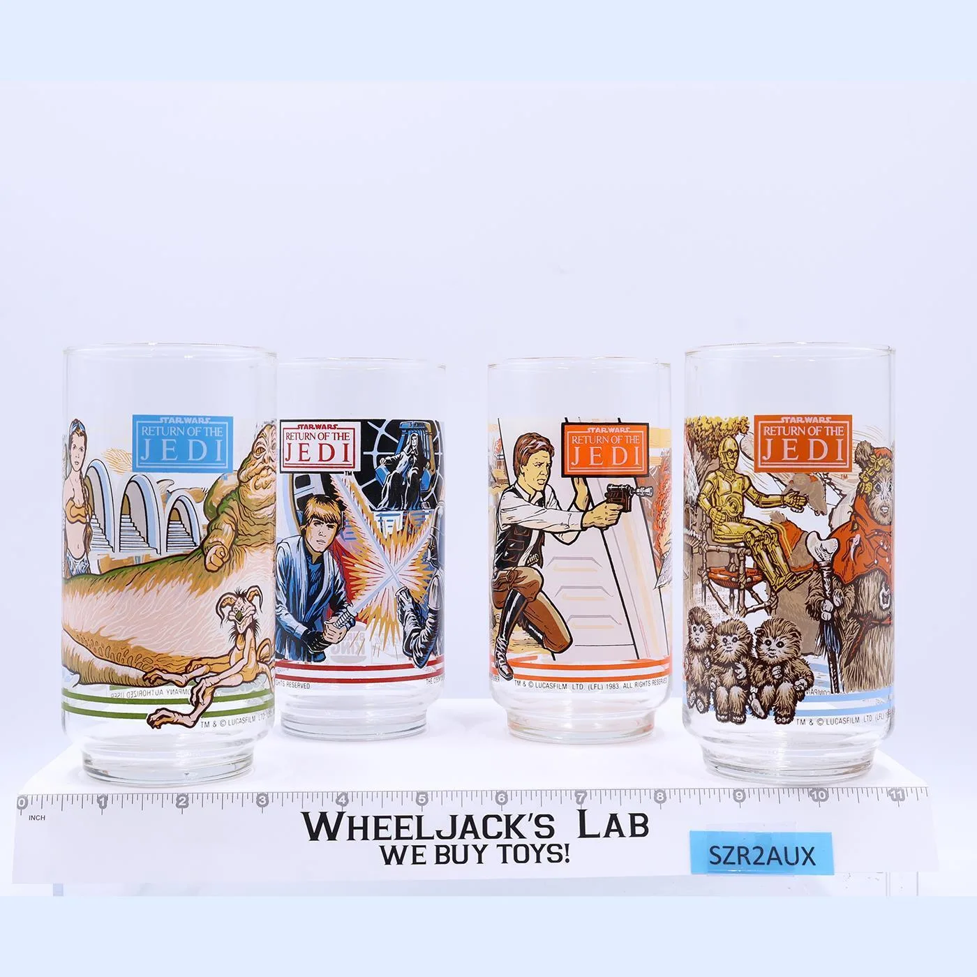 Complete Set of 4 Star Wars Return of the Jedi Glass Cups 1983 Burger ...