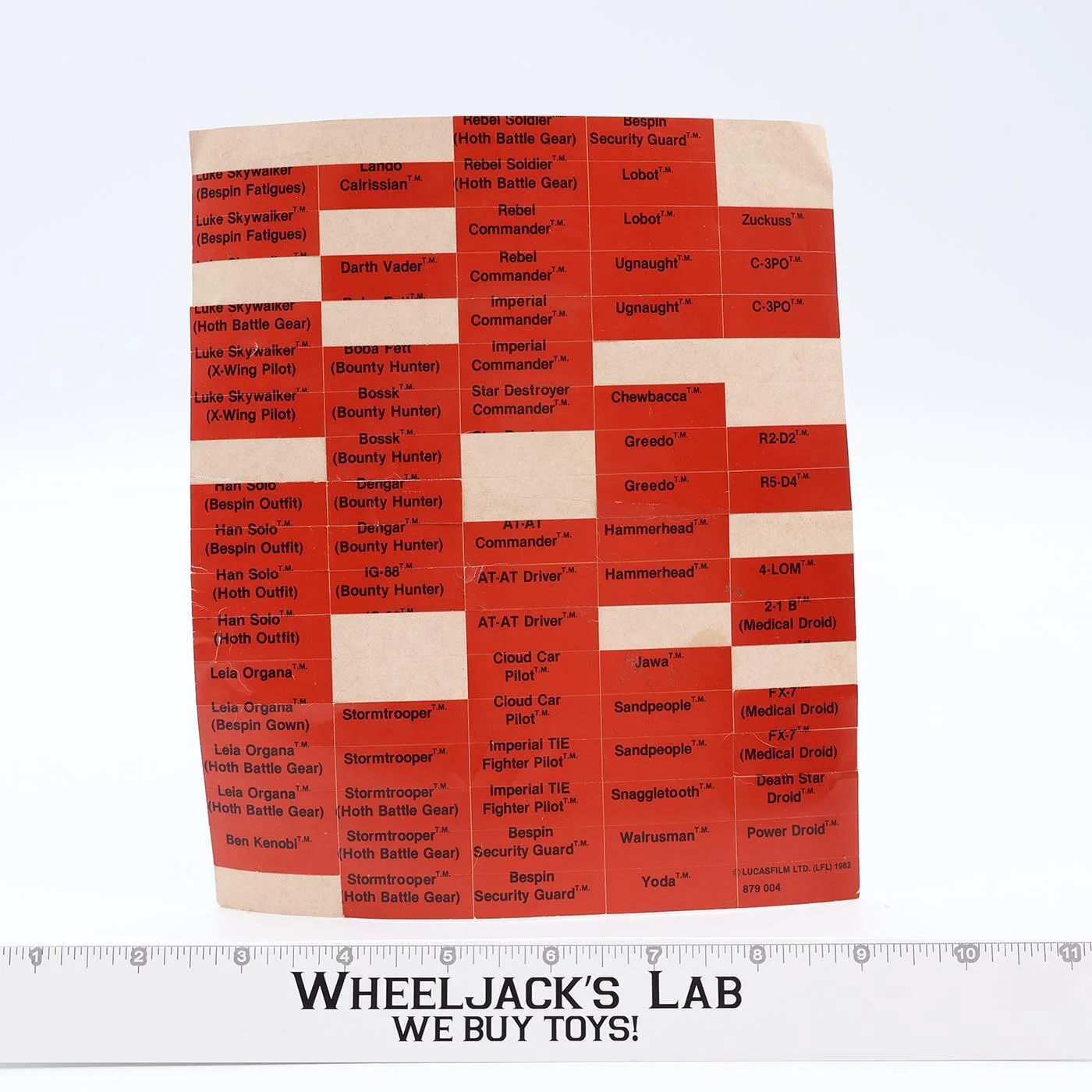 Star Wars RED Sticker Sheet for Vinyl Collector's Case 1982 Kenner ...