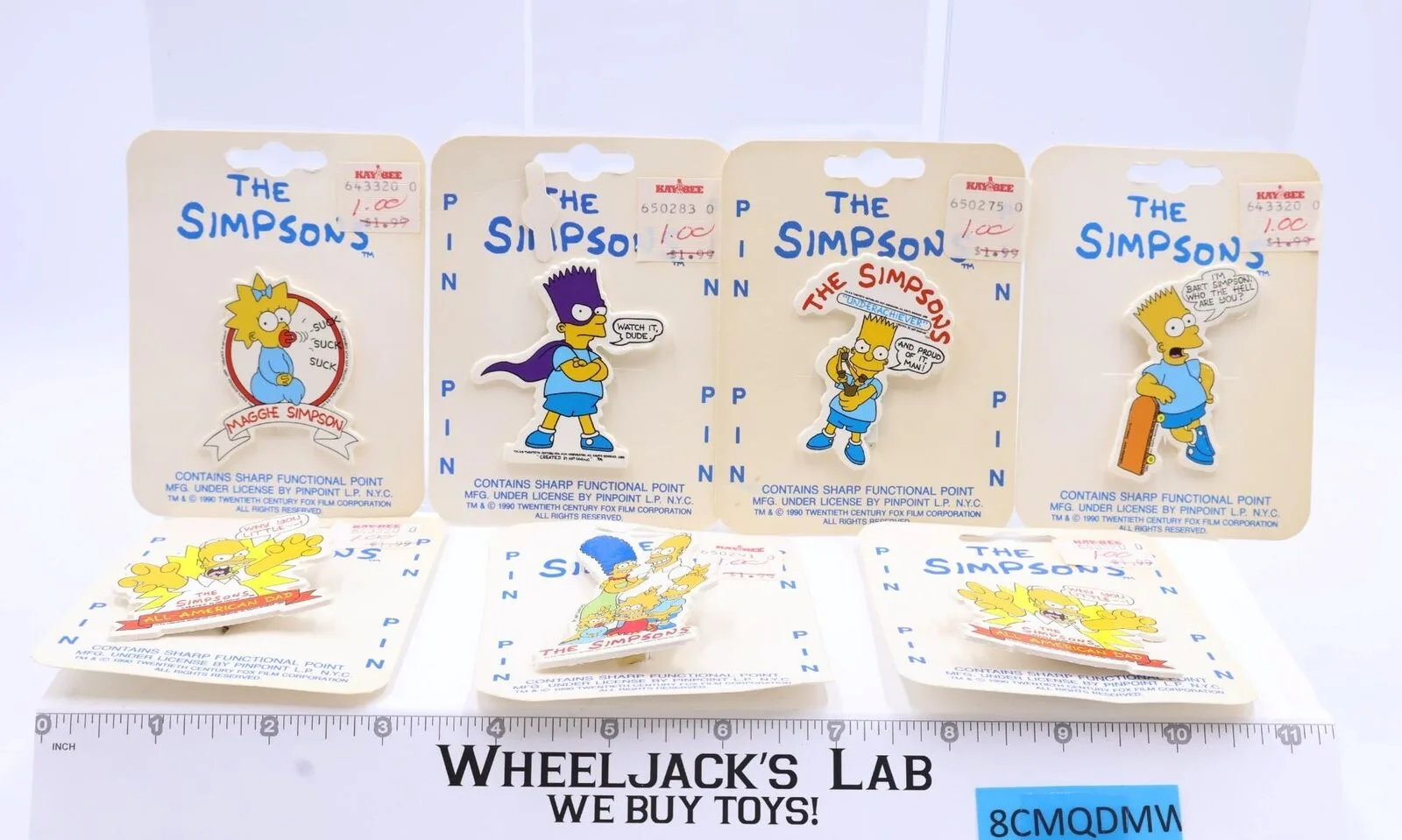 Lot of 7 The Simpsons Collectible Pins 1990 Pinpoint NEW - Wheeljack's Lab