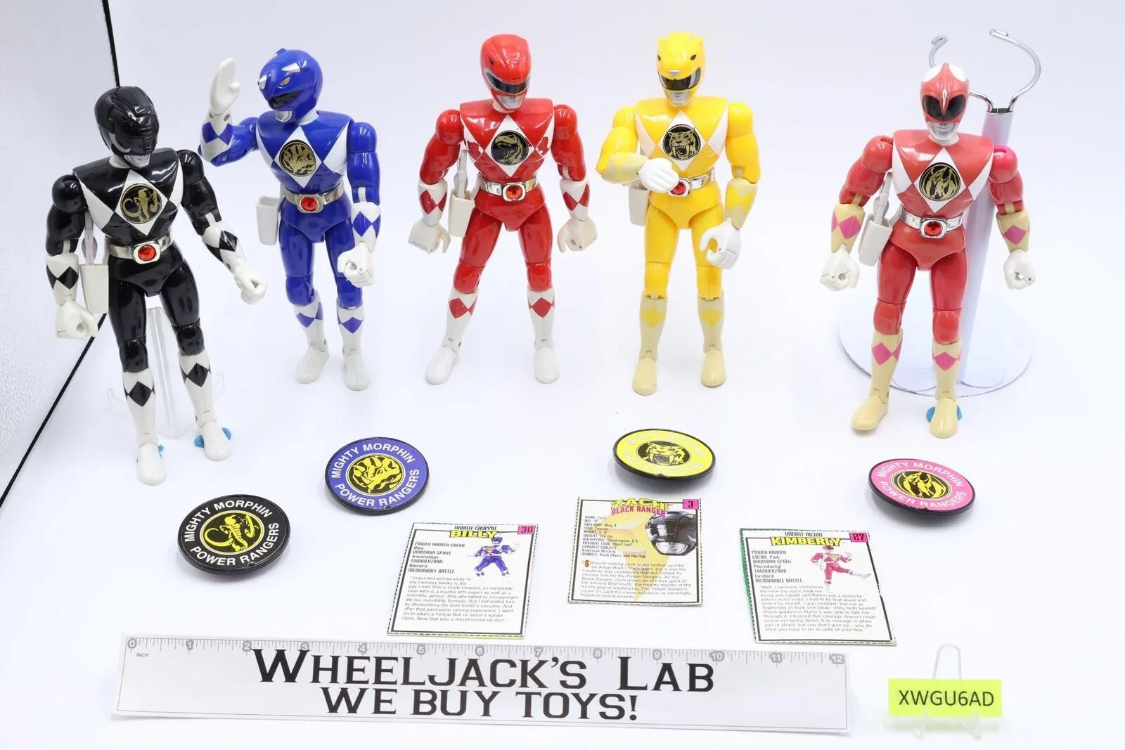 Lot of 5 Rangers + Accessories Mighty Morphin Power Rangers 1994 Bandai ...