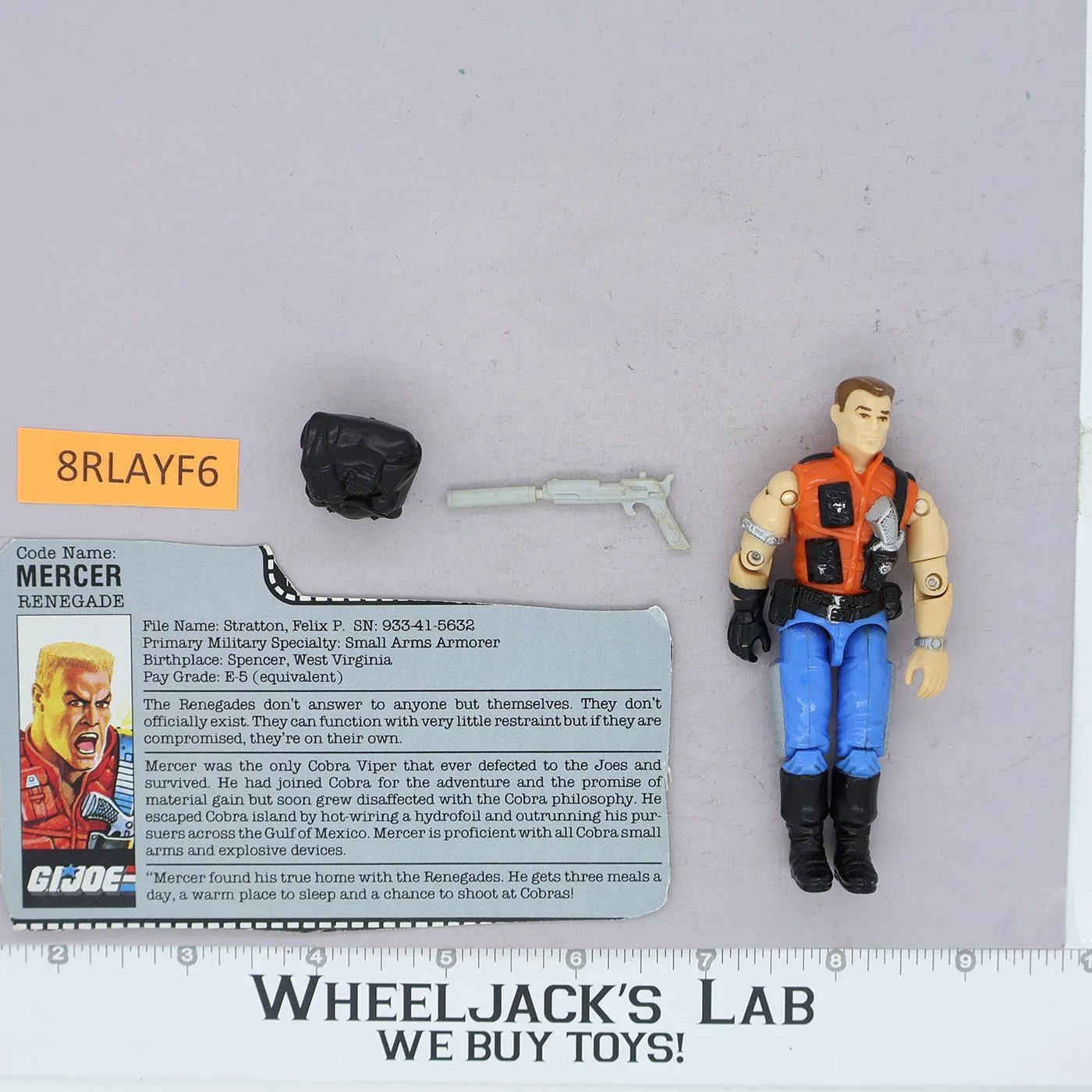 Mercer V1 100% Complete G.I. Joe 1987 Hasbro Vintage Action Figure ...