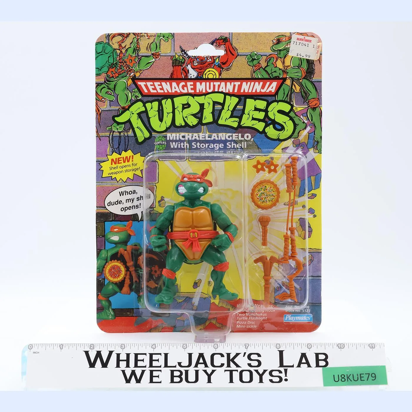 Michaelangelo W/ Storage Shell TMNT Turtles 1991 Playmates NEW MOSC ...
