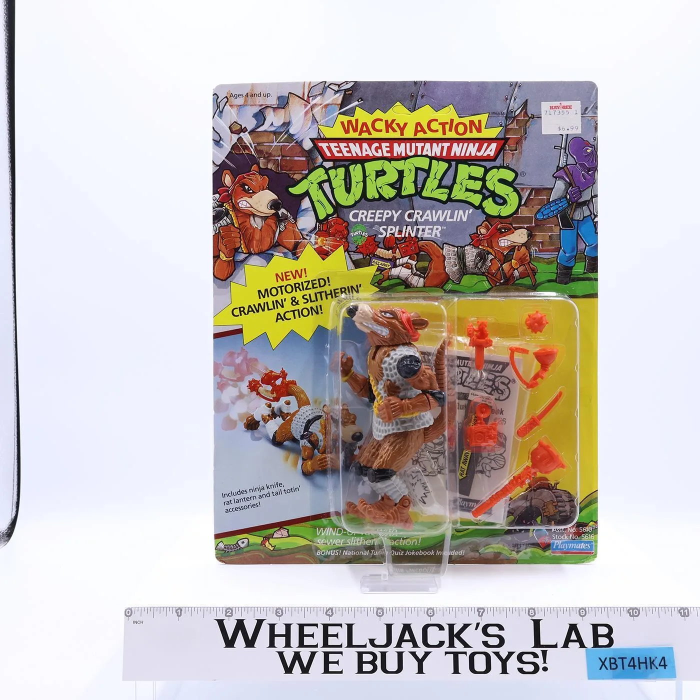 Creepy Crawlin' Splinter Wacky Action TMNT 1990 Playmates Figure MOSC ...